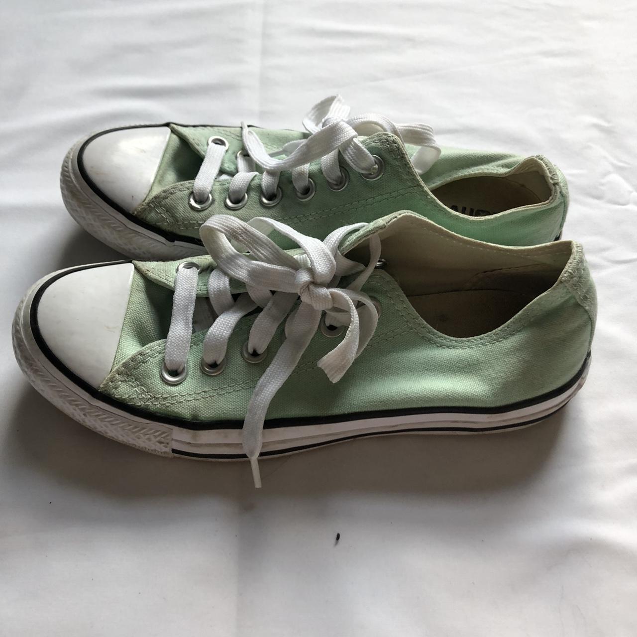 Light green converse Size 4.5 womens Worn a couple... - Depop