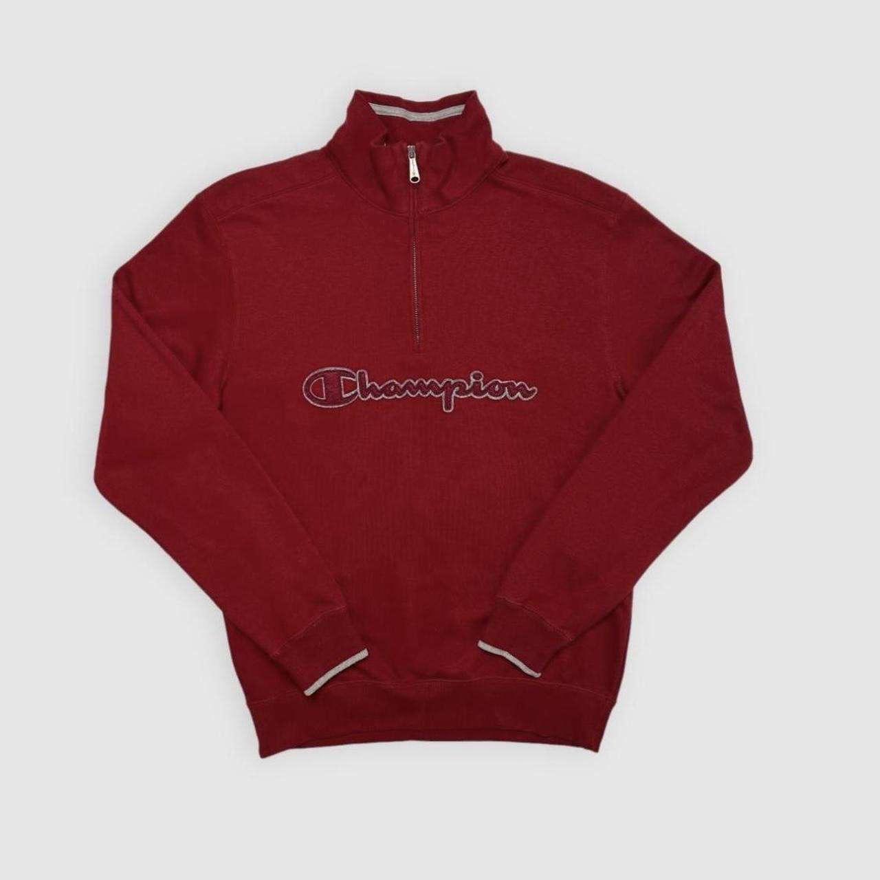 Cool red champion quarter zip, so amazing and... - Depop