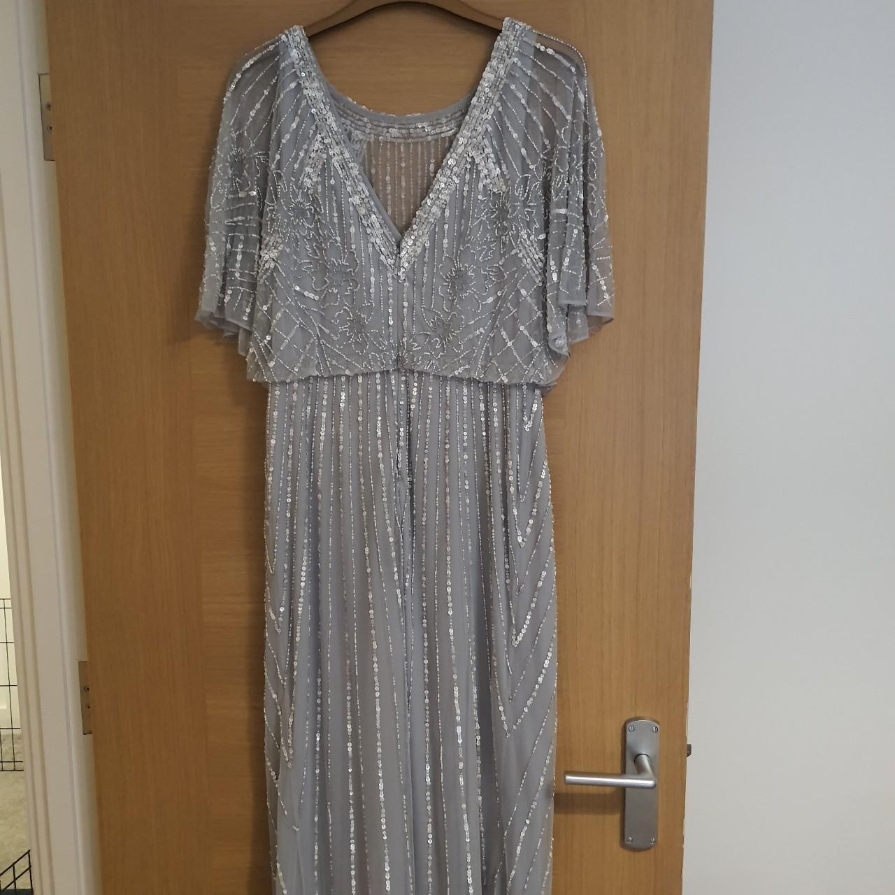 Monsoon Women's Grey and Silver Dress | Depop