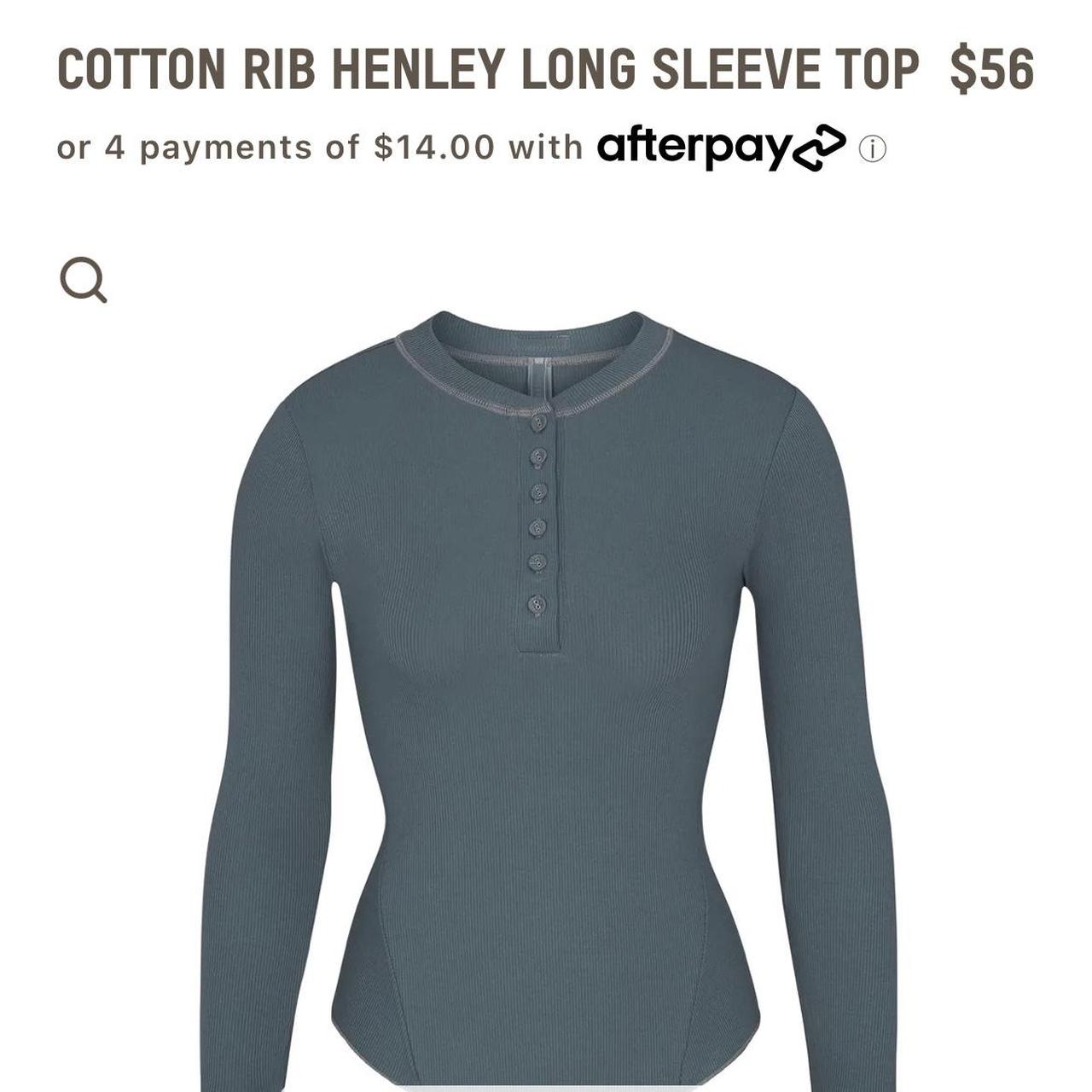 SKIMS cotton rob henley long sleeve top Original... - Depop