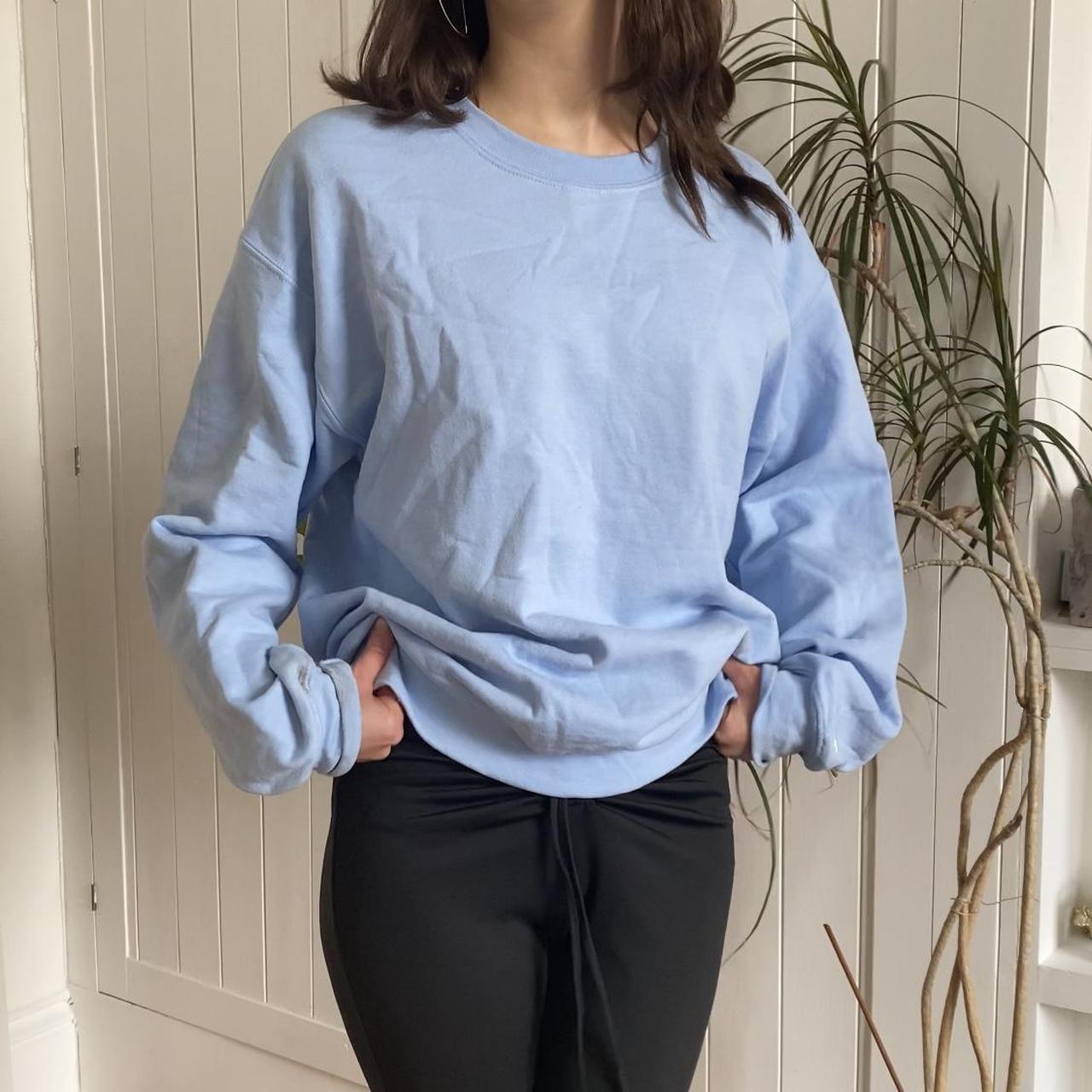 Oversized blue sweater. Baby blue pull over jumper.... - Depop