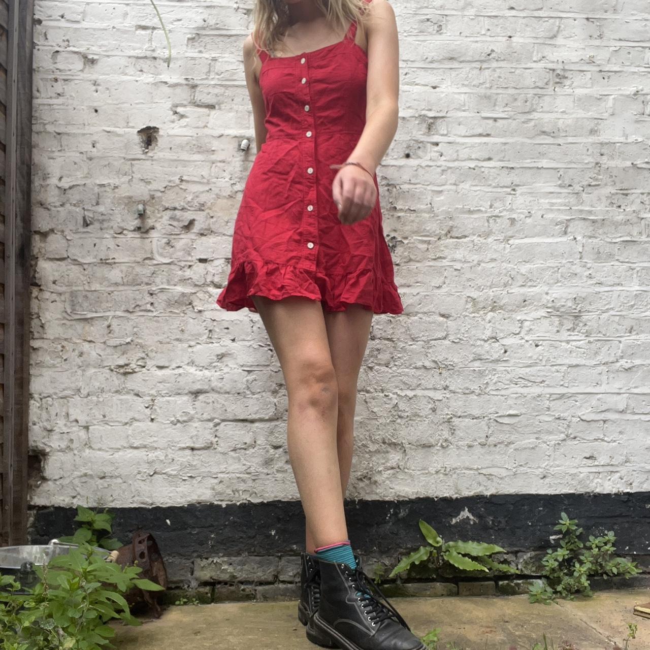 Such a cute rara red sexy button up mini sun dress.... - Depop