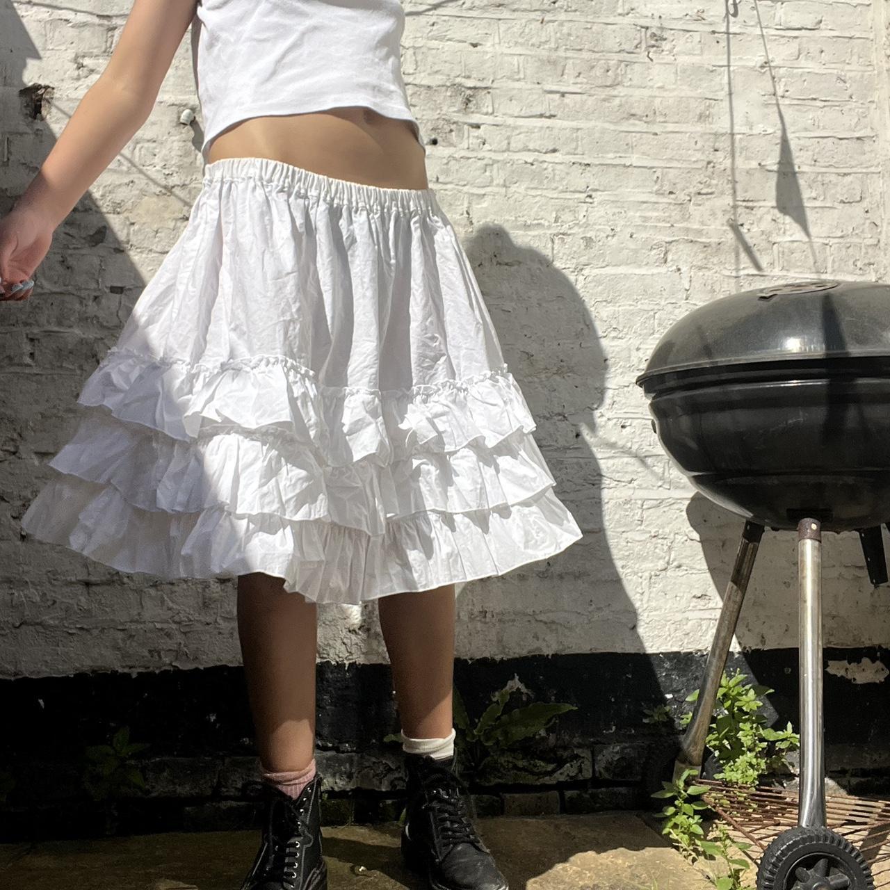 The coolest ruffle rara white midi skirt so... - Depop