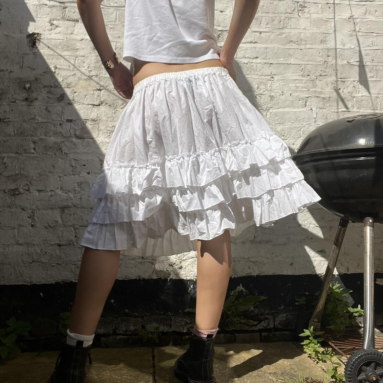 The coolest ruffle rara white midi skirt so... - Depop