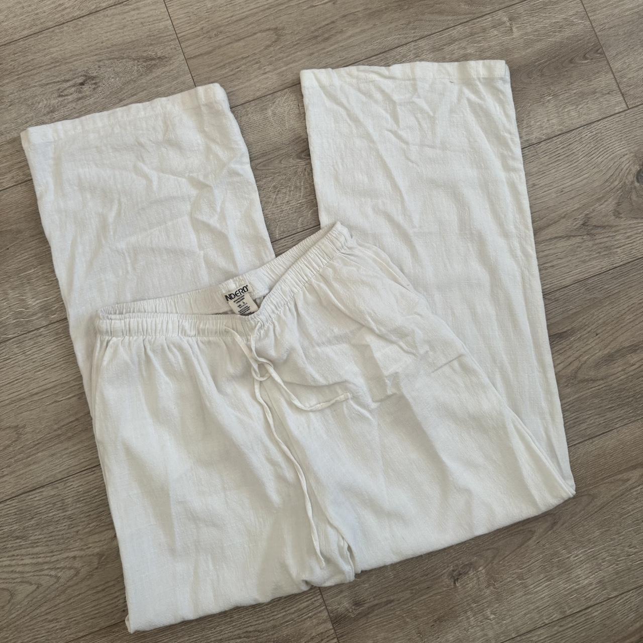 WHITE LINEN PANTS WITH POCKETS #linenpants... - Depop