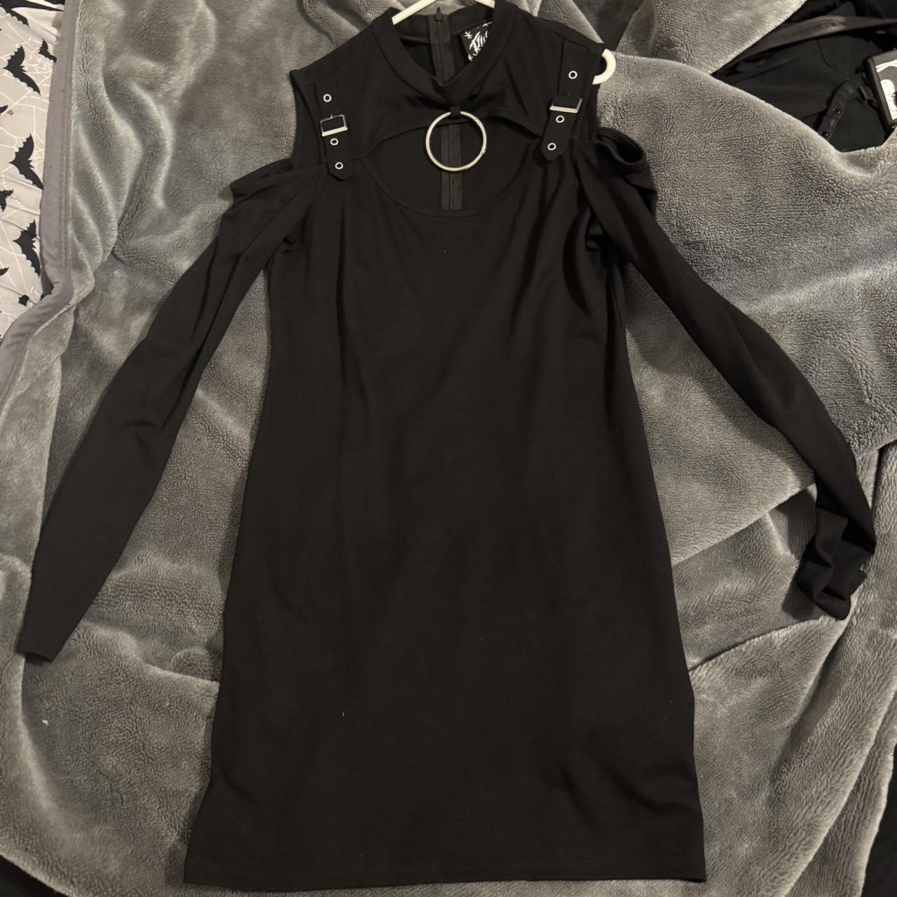 Killstar black mini dress with ring and buckle... - Depop