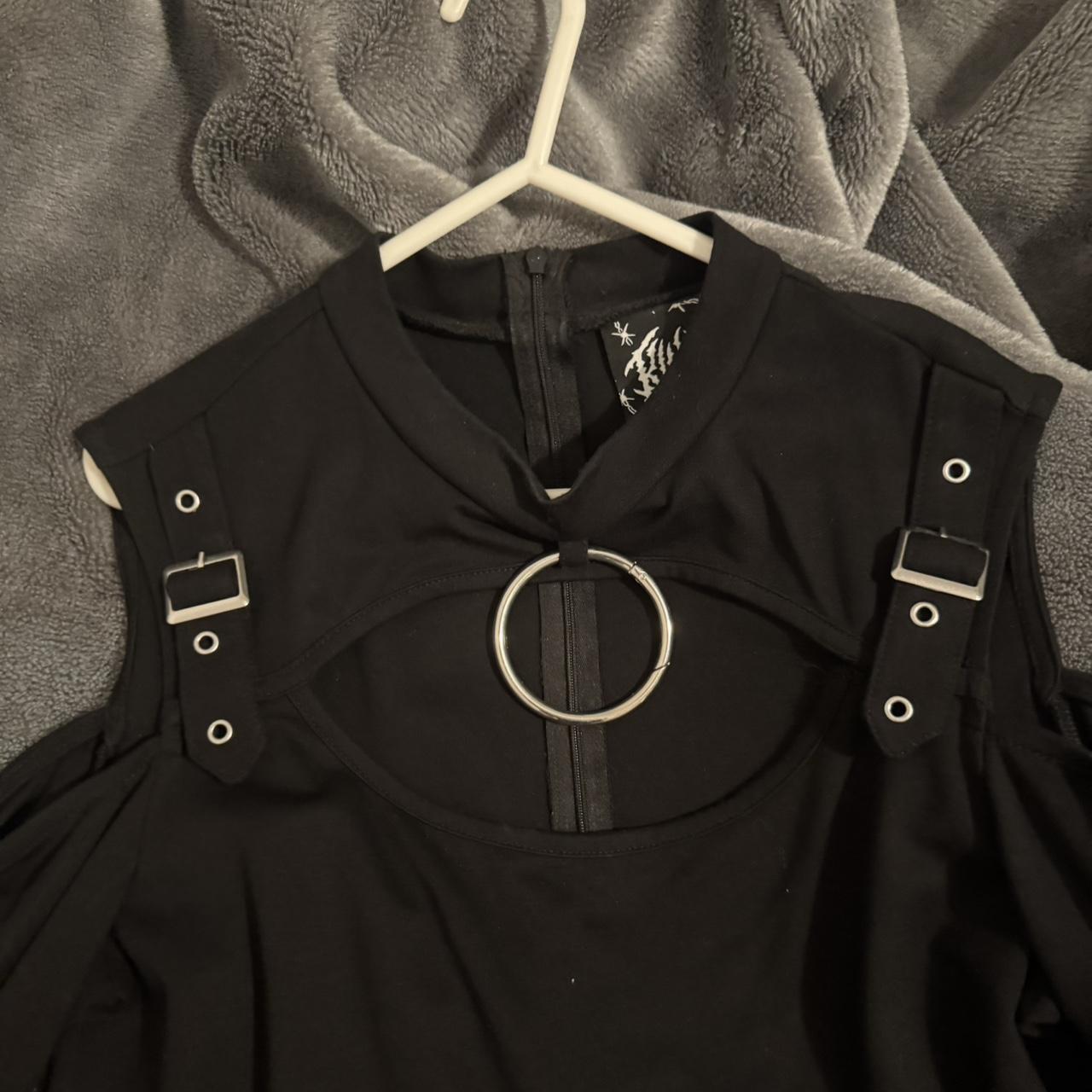 Killstar black mini dress with ring and buckle... - Depop