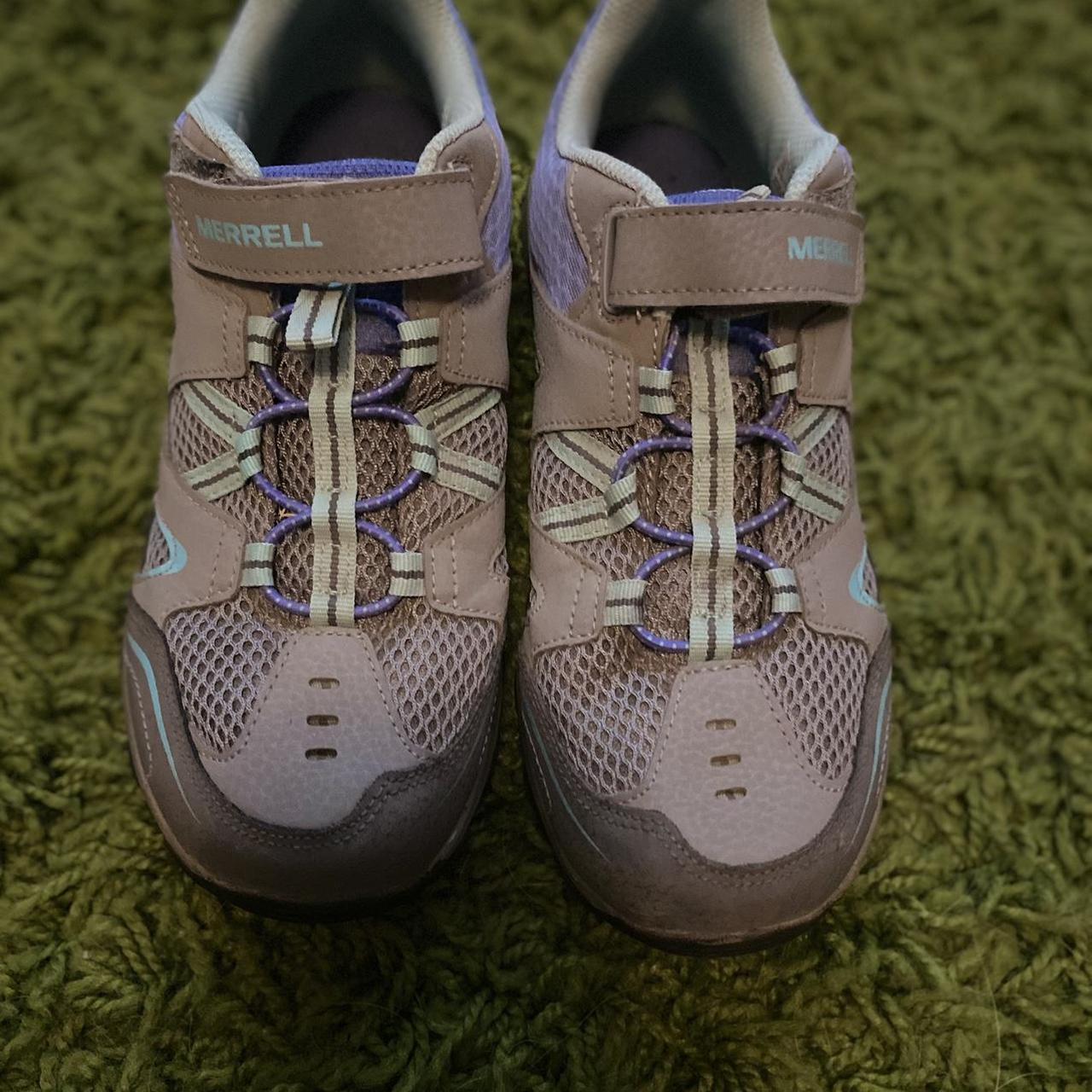 Merrel Gray and purple hiking shoes sneakers - Depop