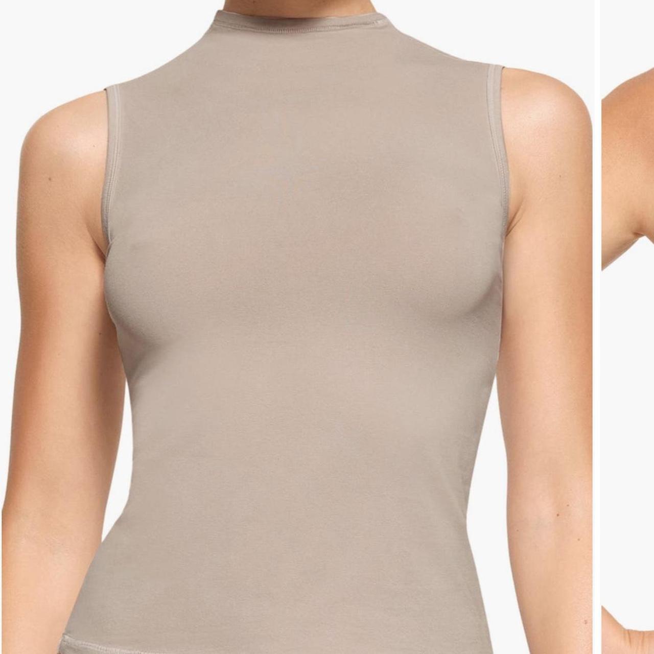 khaki green skims new vintage mock neck tank size... - Depop