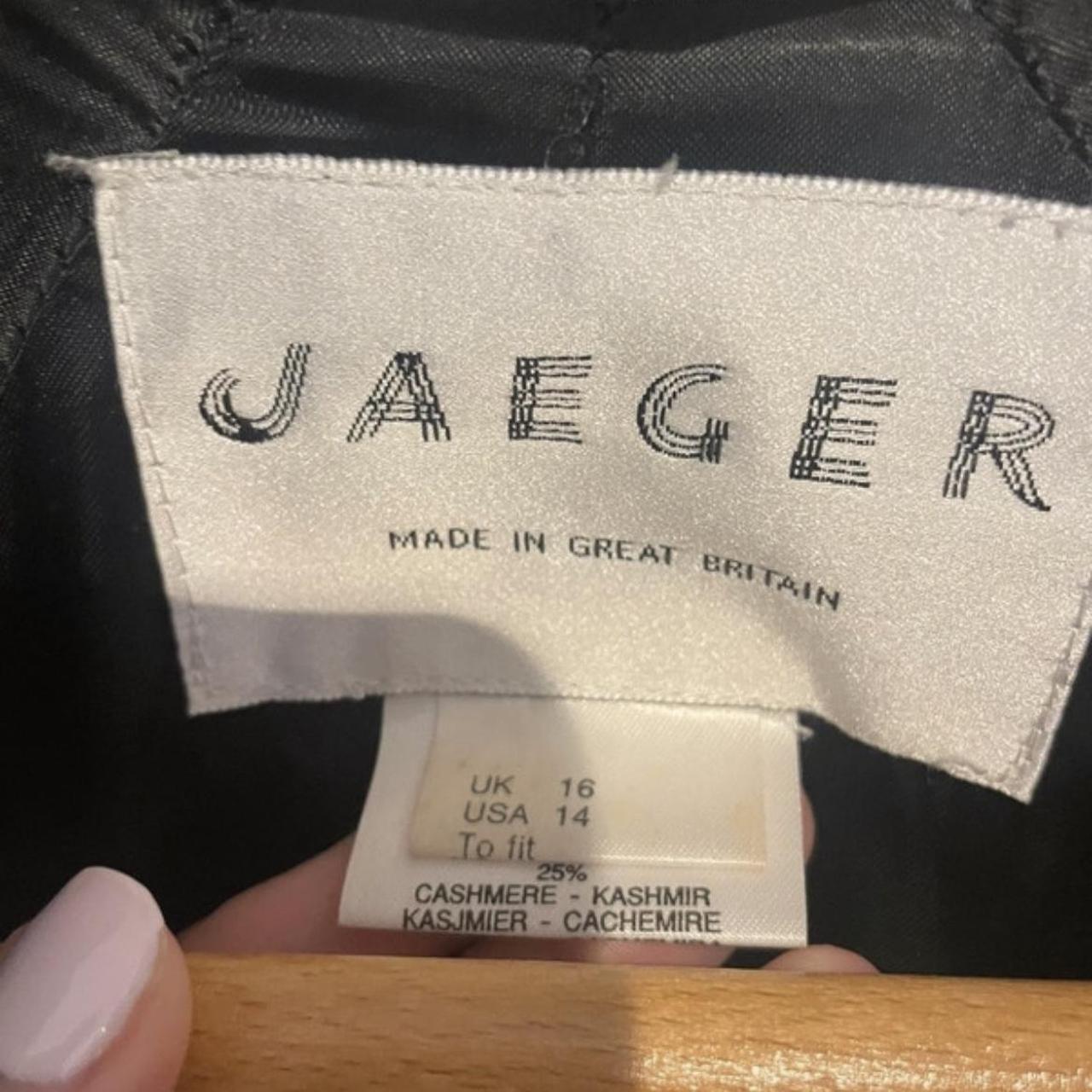 Jaeger Black Cashmere Wool Long Coat size... - Depop