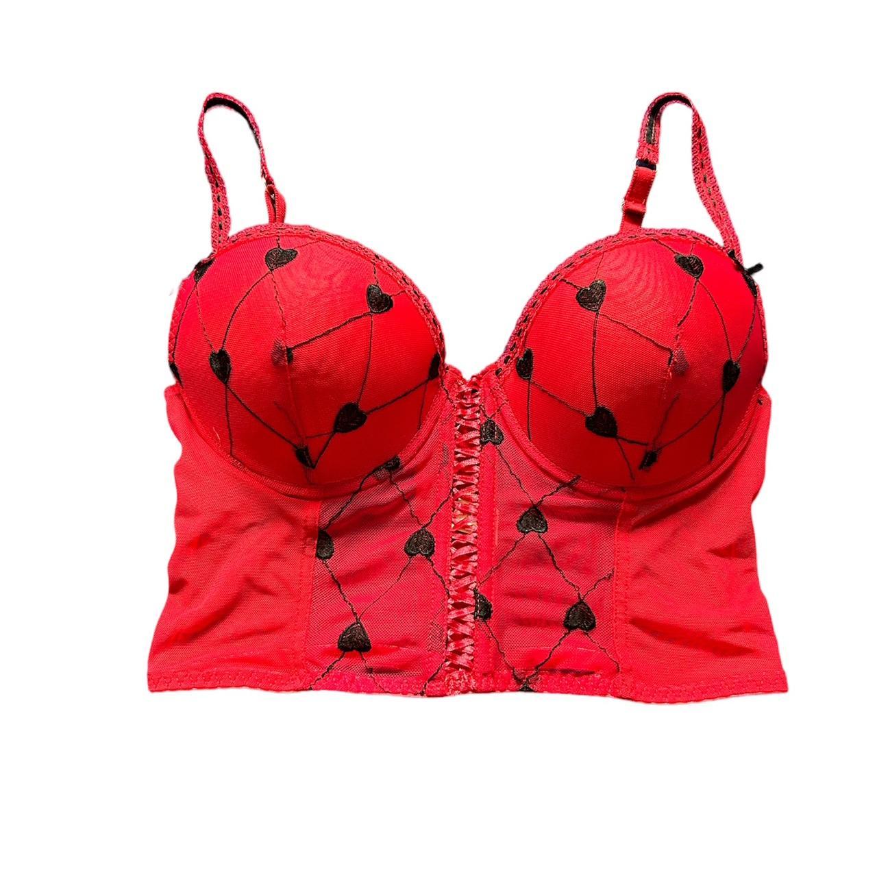 Lip Service Women's Black and Red Bra | Depop