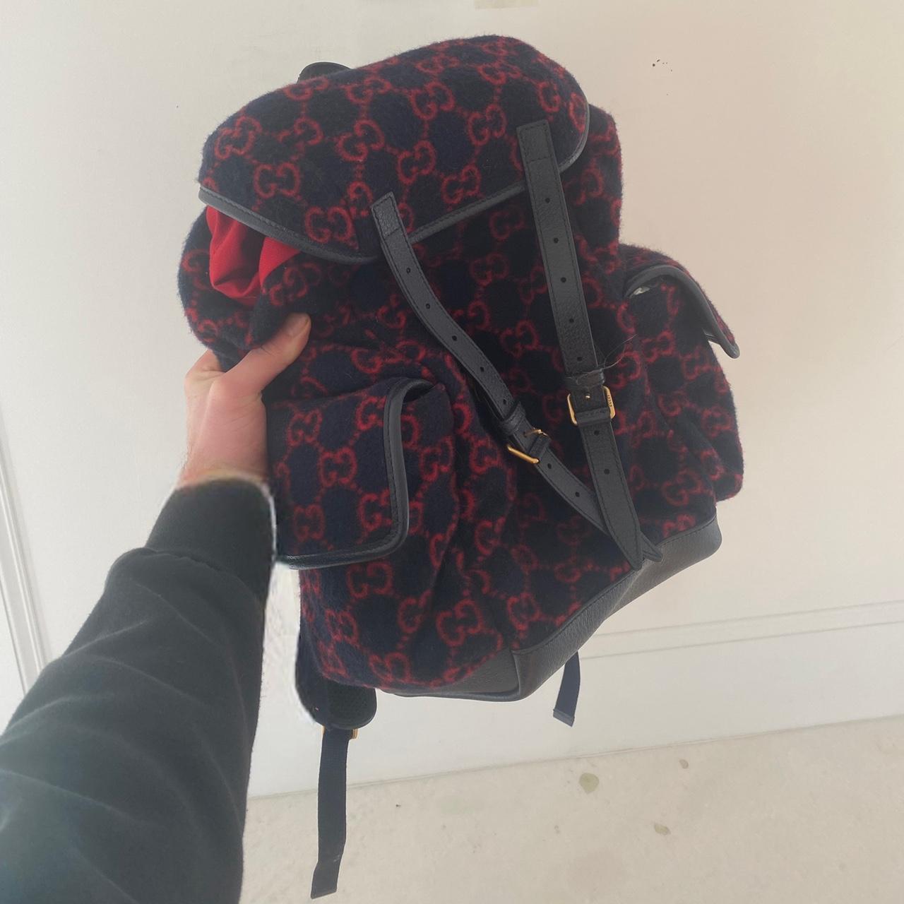 Gucci monogram wool backpack 100% authentic Brand... - Depop