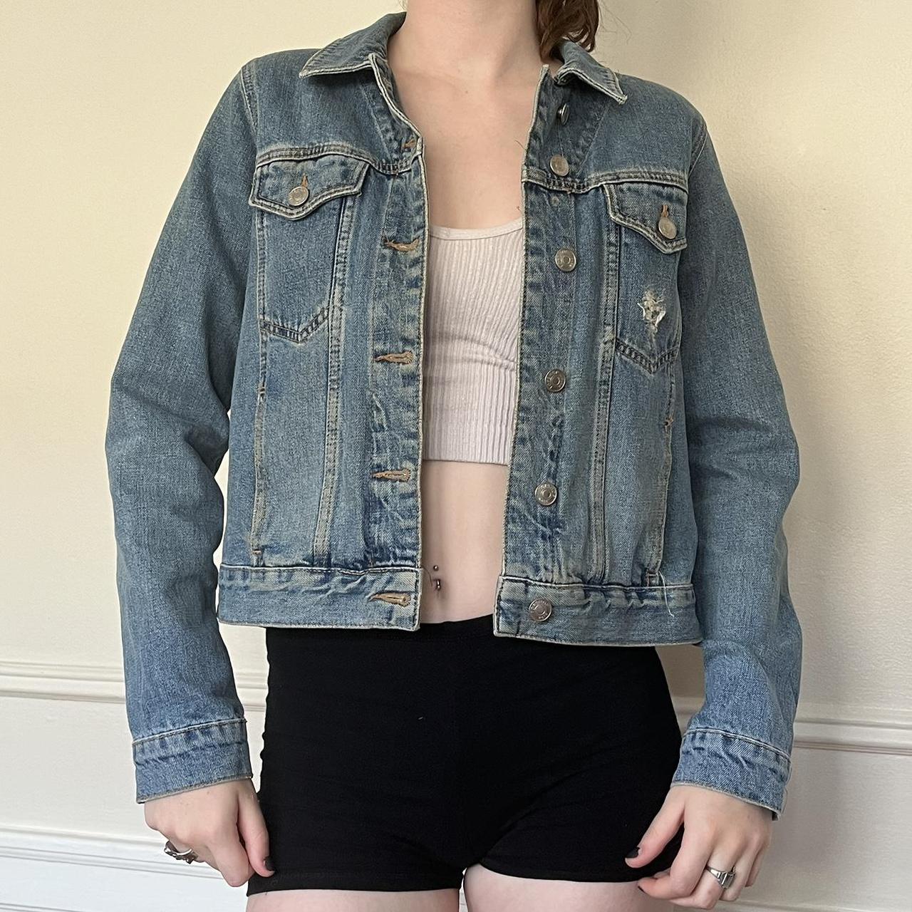 Topshop MOTO distressed Jean jacket, size 4 - Depop