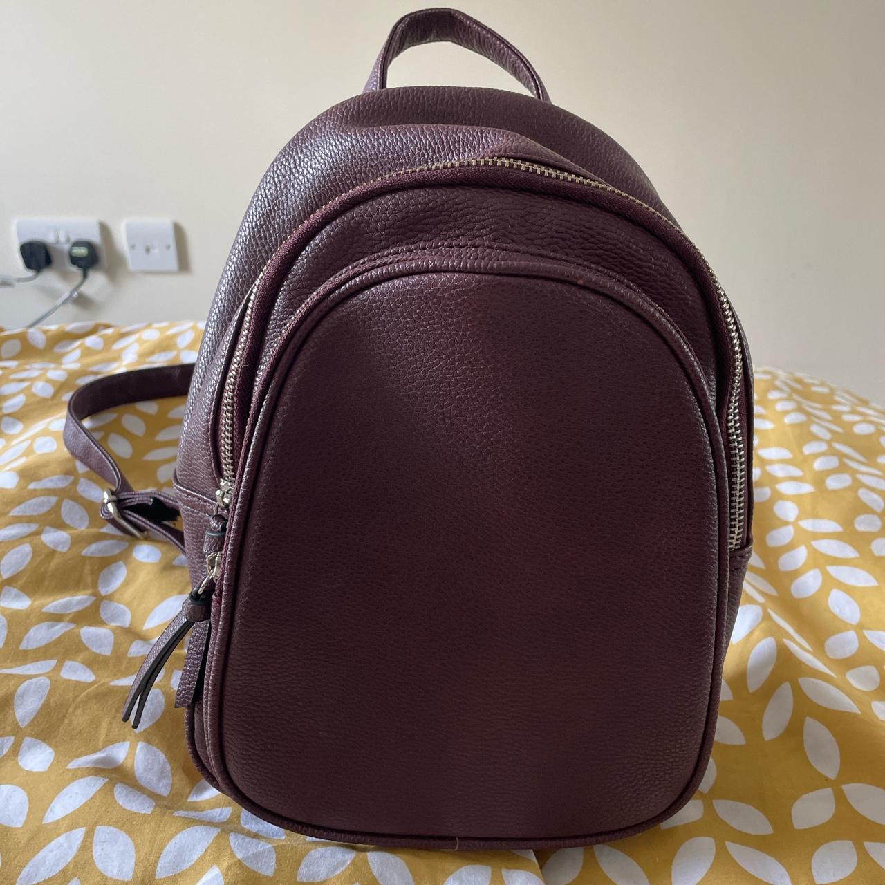 New Look maroon faux leather mini backpack... - Depop