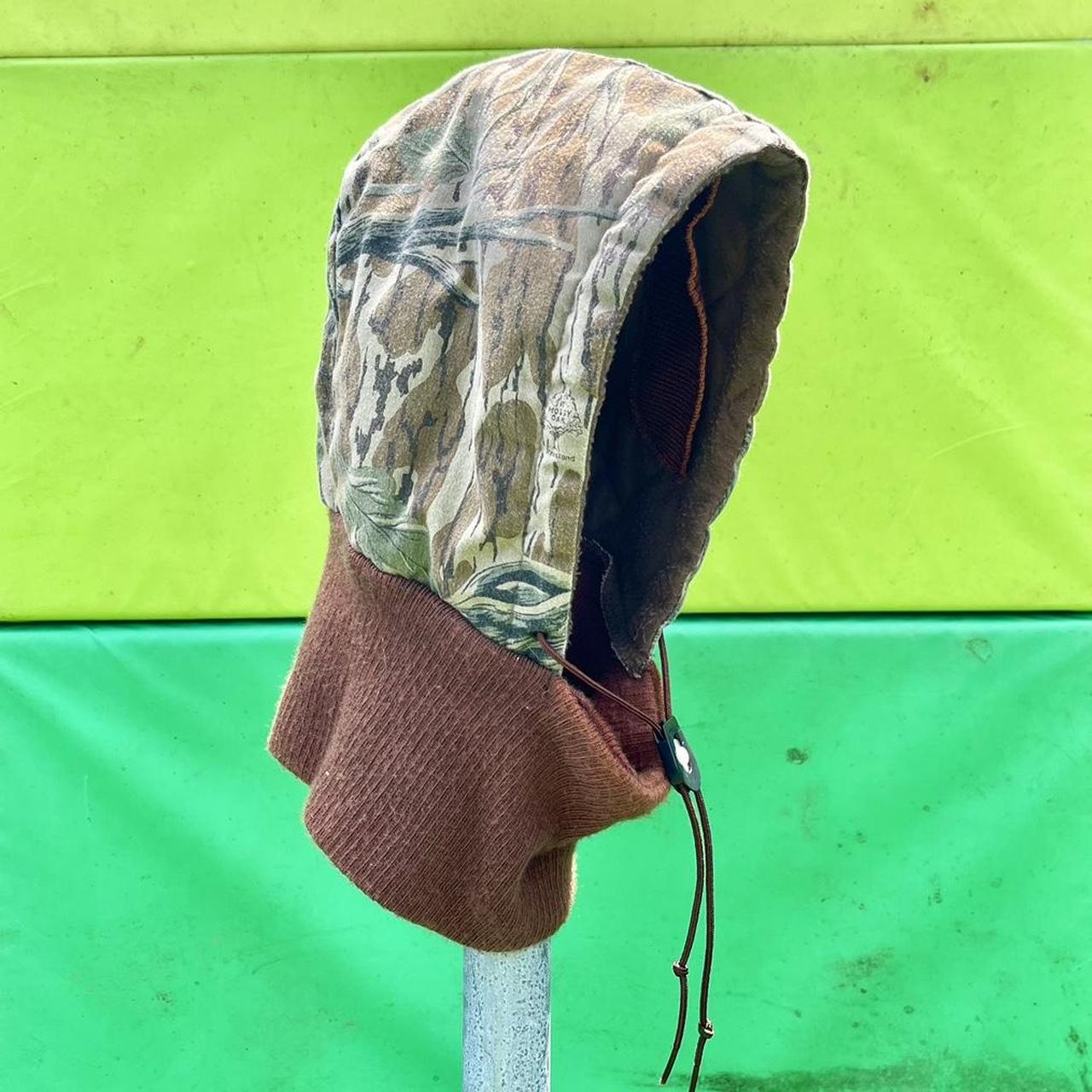 1970’s Vintage Brown and Camo skully hoodie hat from... - Depop