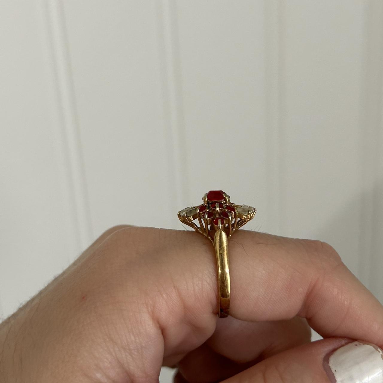 Depop payment only ‼️‼️ Red diamond chunky ring Gold... - Depop