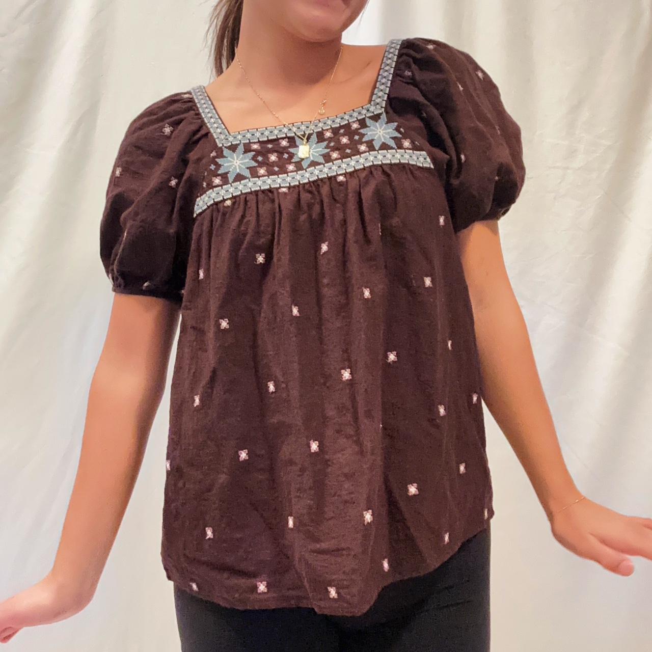 Boho puffy sleeved blouse by Madewell. The most... - Depop