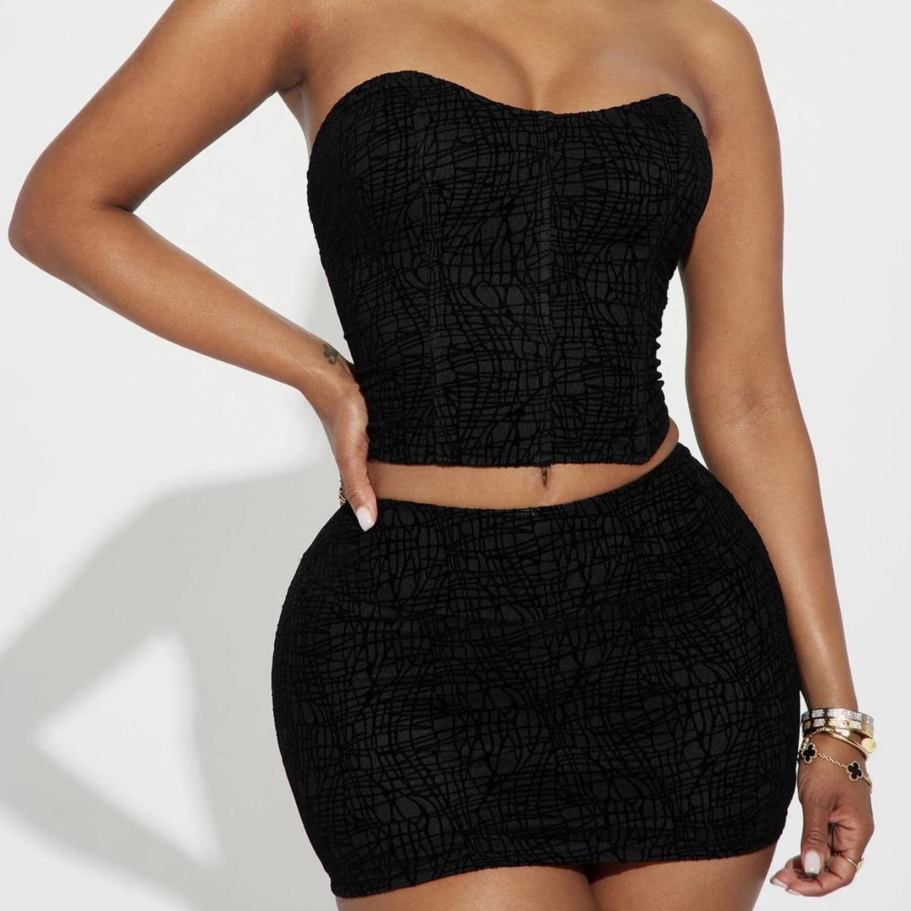 Corset and mini skirt set from Fashion Nova in size... - Depop