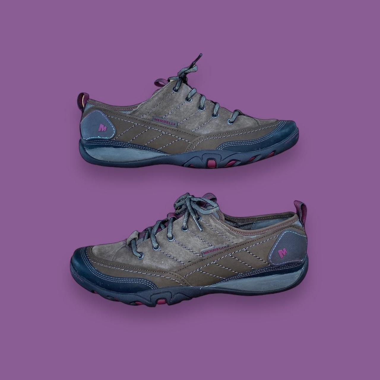 Merrell “Stone” Brown Low Top Suede Hiking Shoes... - Depop