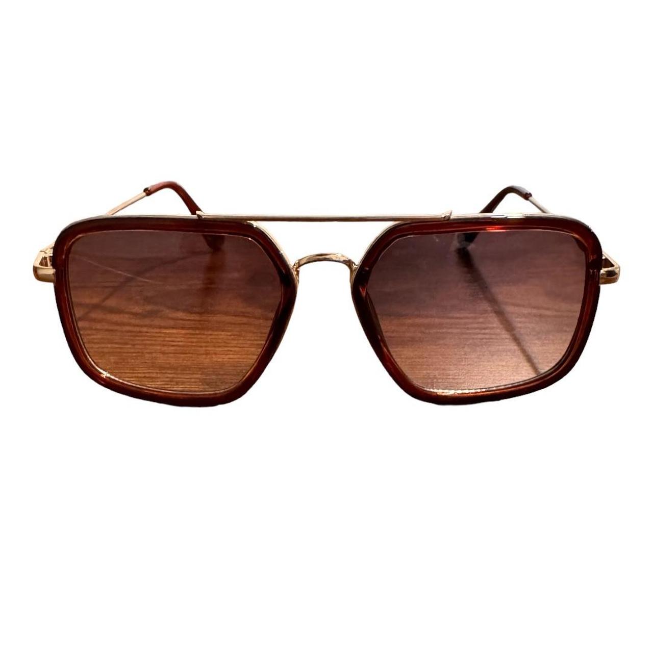Brown Geometric Sunglasses Depop