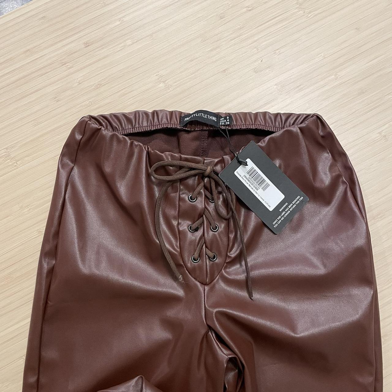 Pretty little thing brown faux leather pleather... | Depop