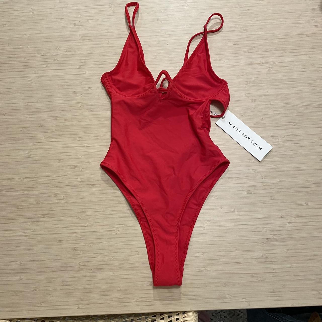 White fox red one piece swimsuit size xs brand new... - Depop