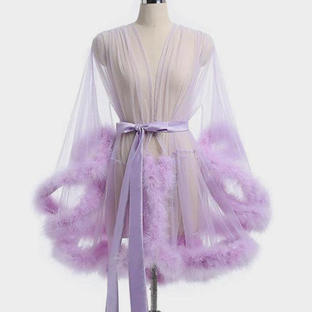Pink lace feathered robe 💕 - Depop