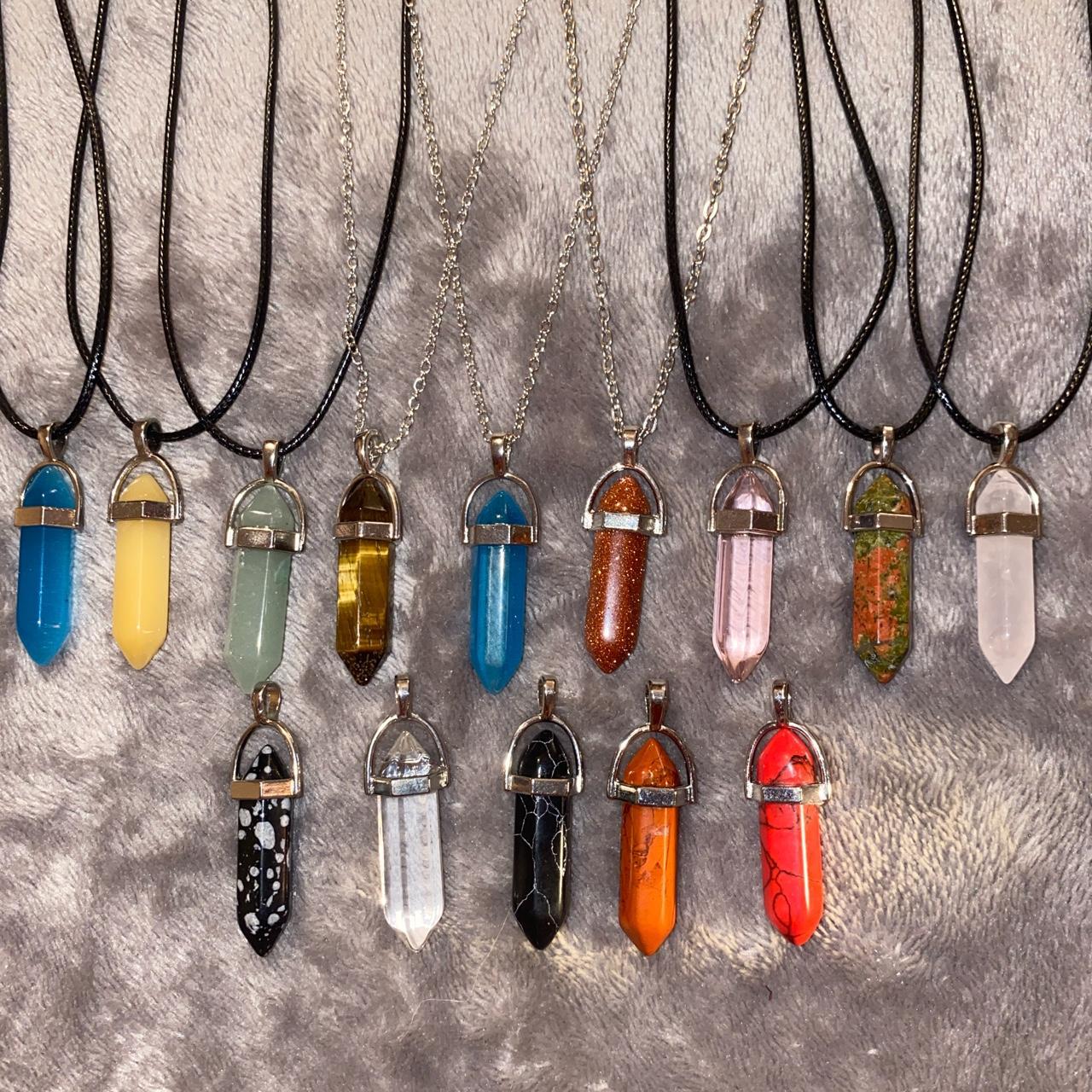 Crystal necklaces. Available in different colours... - Depop