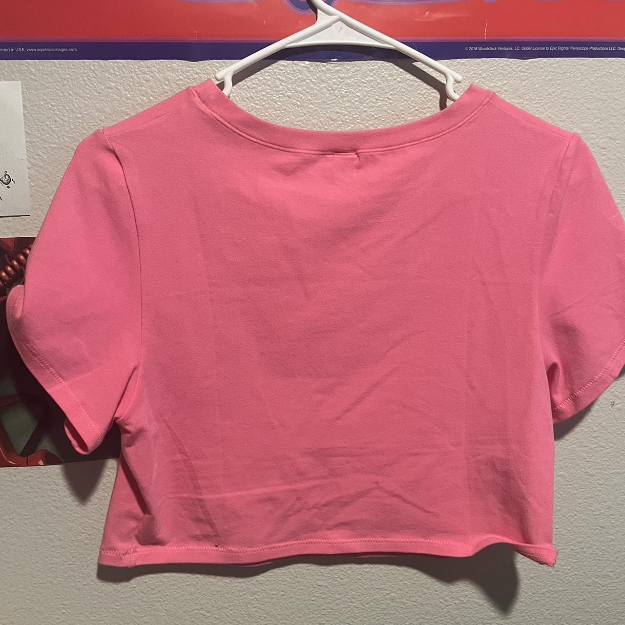 skims pink cropped cotton tee - loose fitting at... - Depop