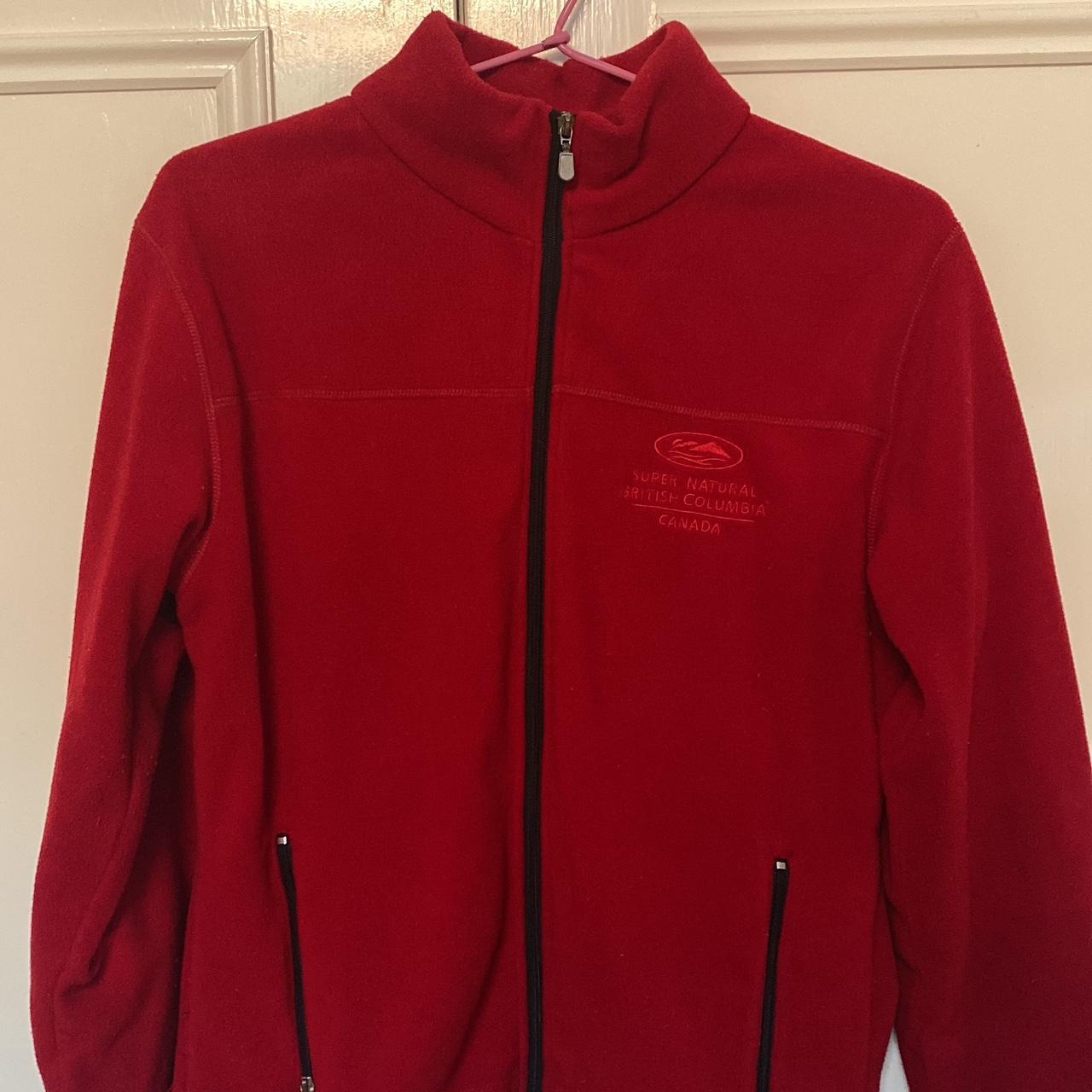 red british columbia canada fleece zip up. Very very... - Depop