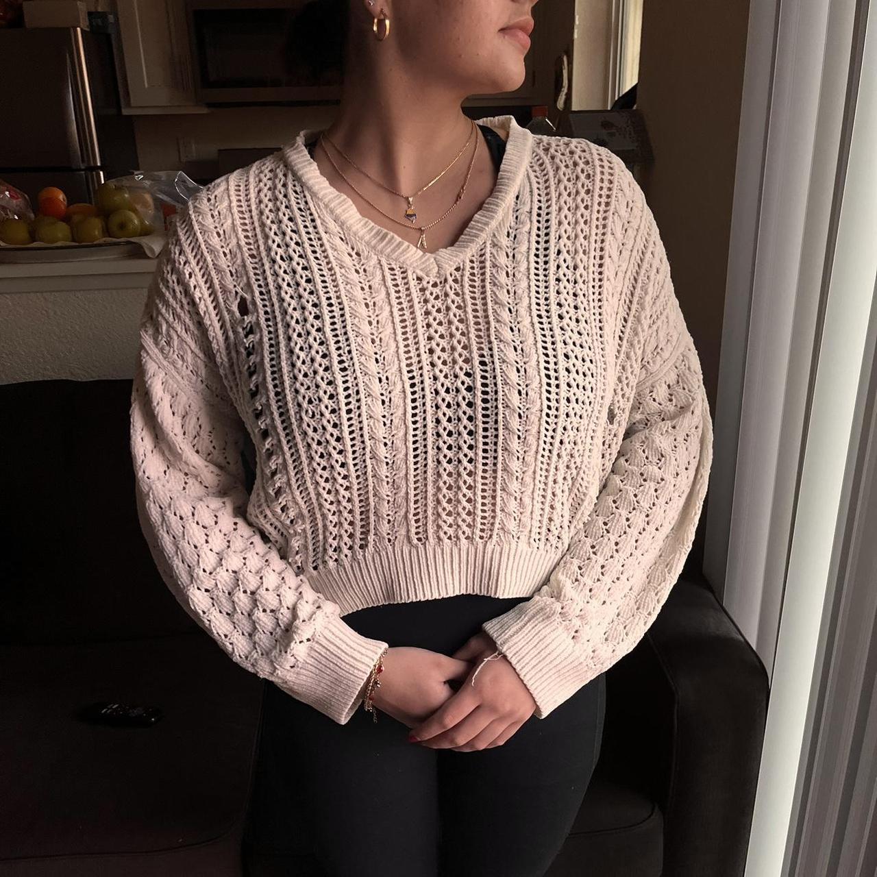 White Open Knit Sweater Perfect for summer and beach! - Depop