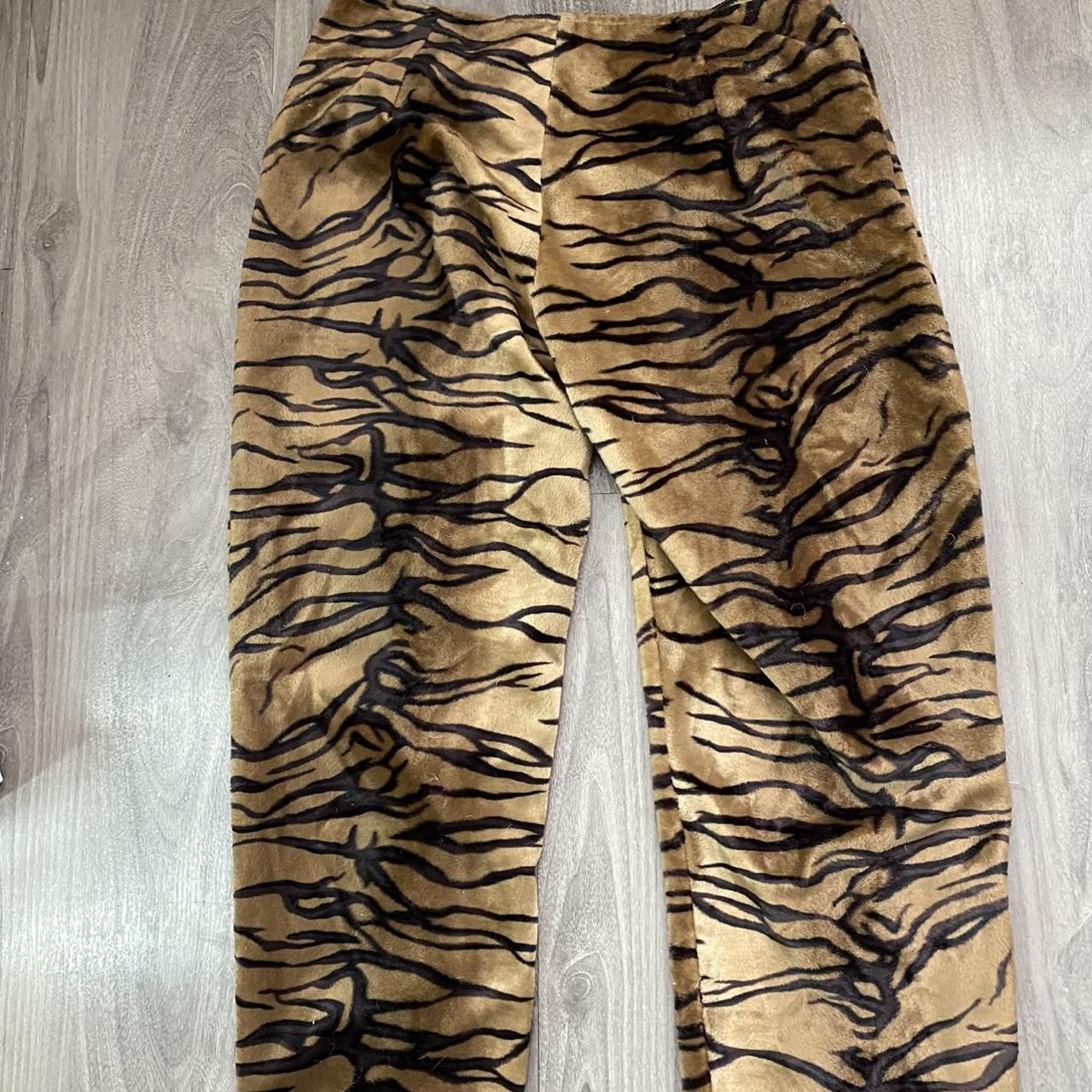 Super original tiger print kinda velvety pants.... - Depop