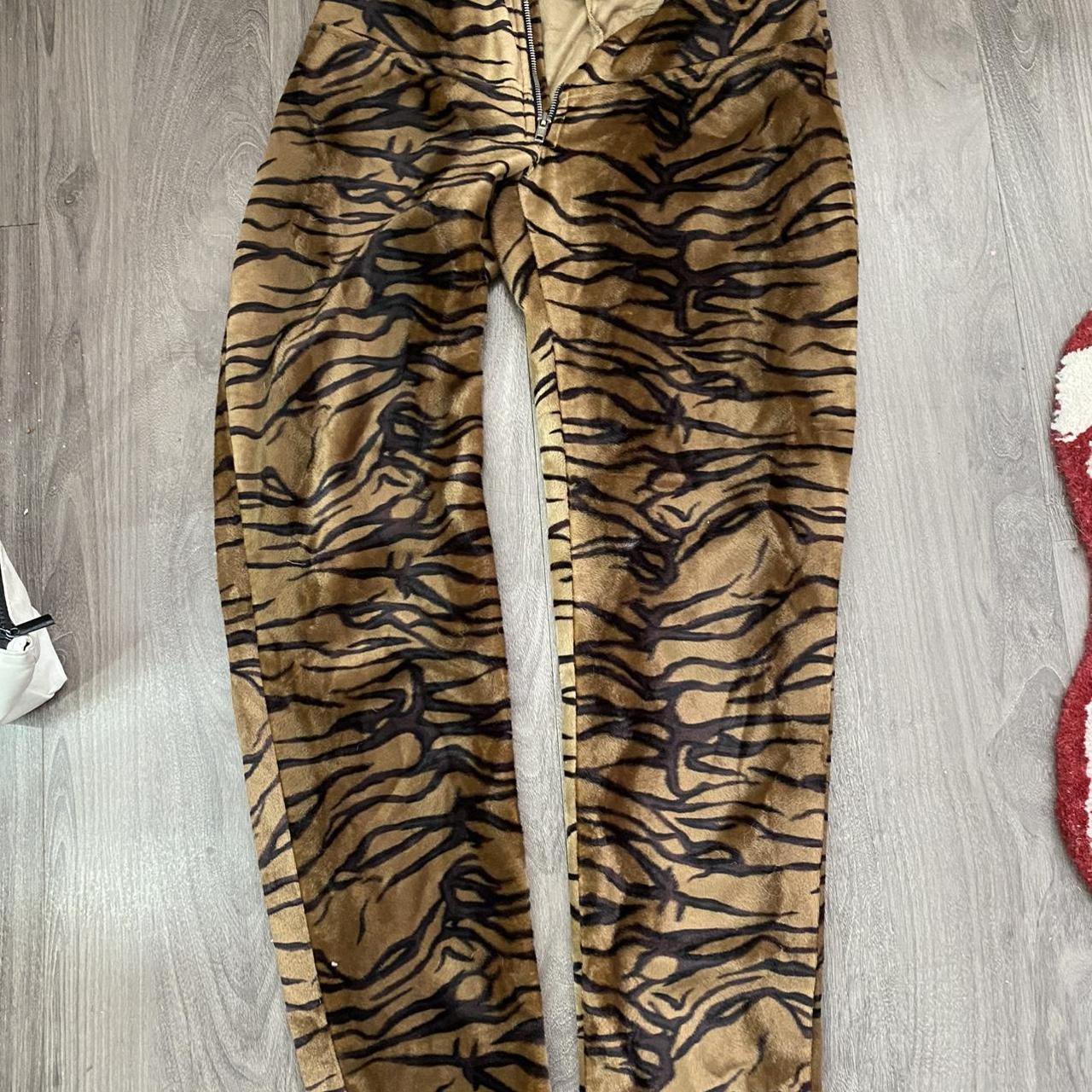 Super original tiger print kinda velvety pants.... - Depop
