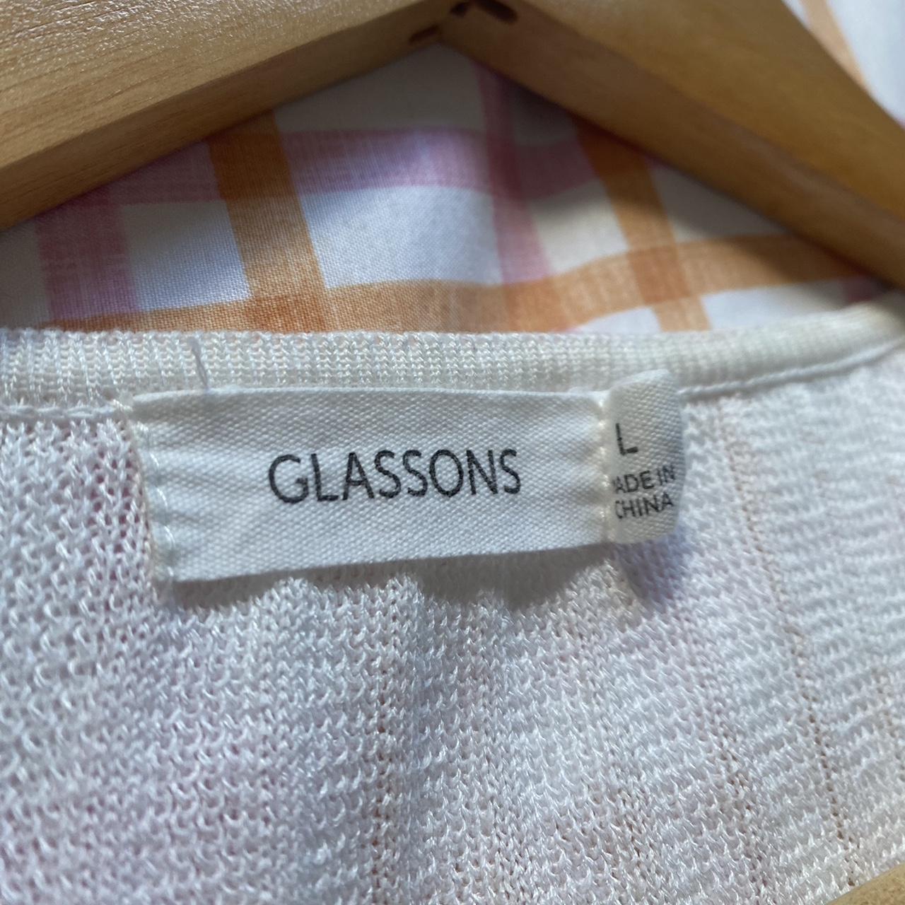 glassons white tie up front long sleeve top size large - Depop