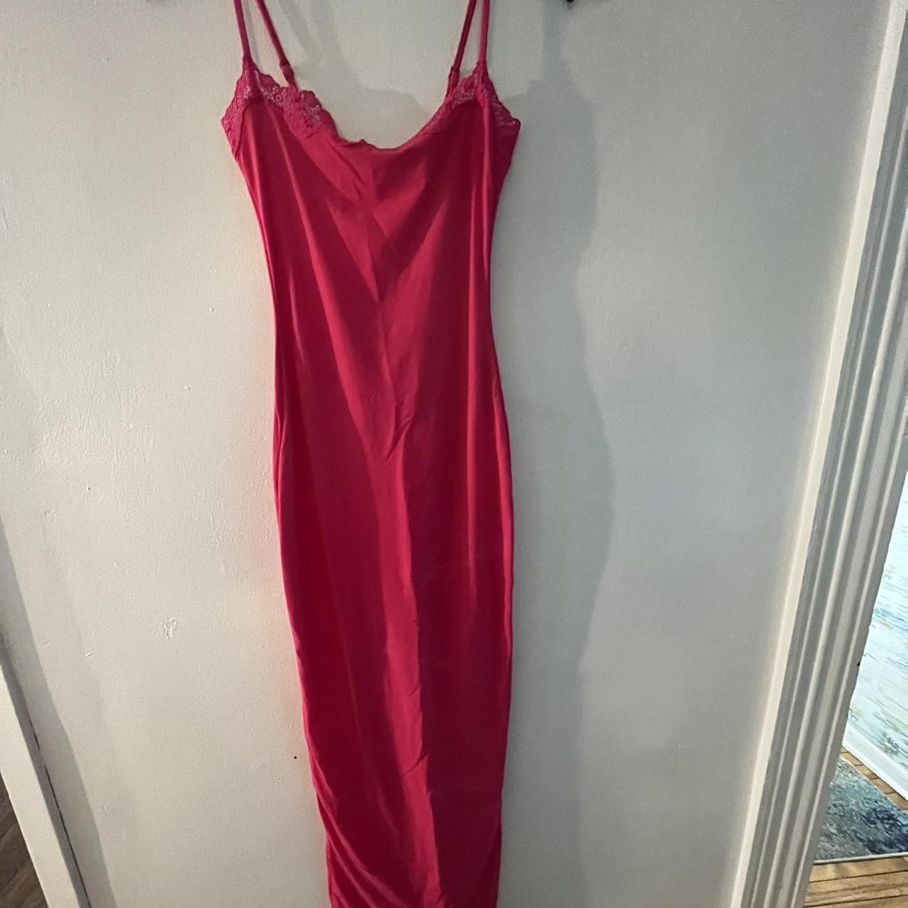 Skims neon rose lace dress never worn still has tags... - Depop