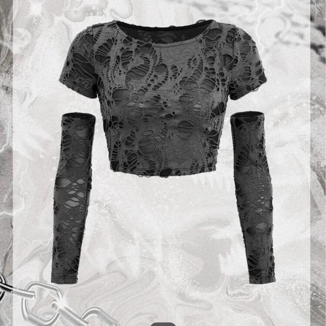 Ripped crop top with sleeves never worn as it’s not... - Depop