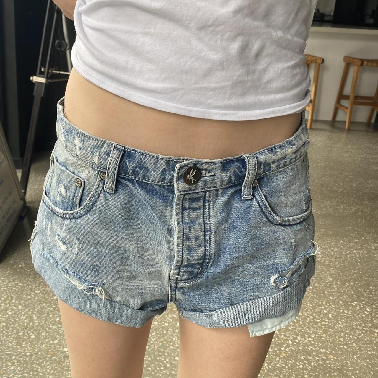 One tea spoon denim shorts Size 28 - Depop