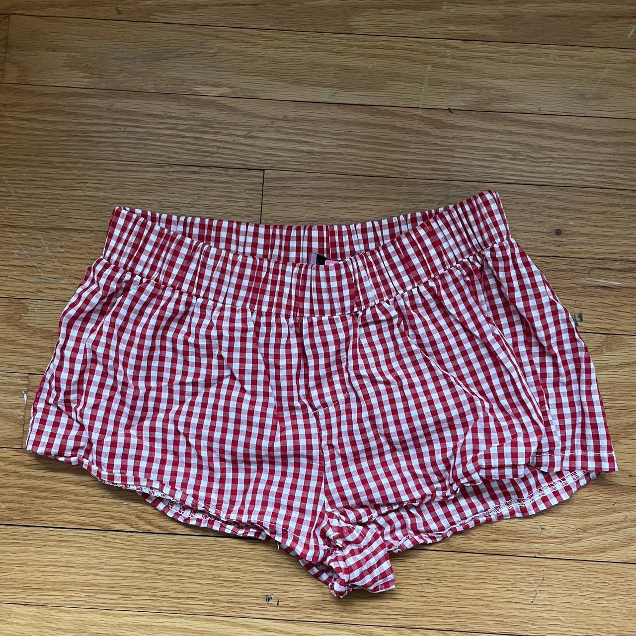 Edikted Red and white checkered shorts Worn... | Depop