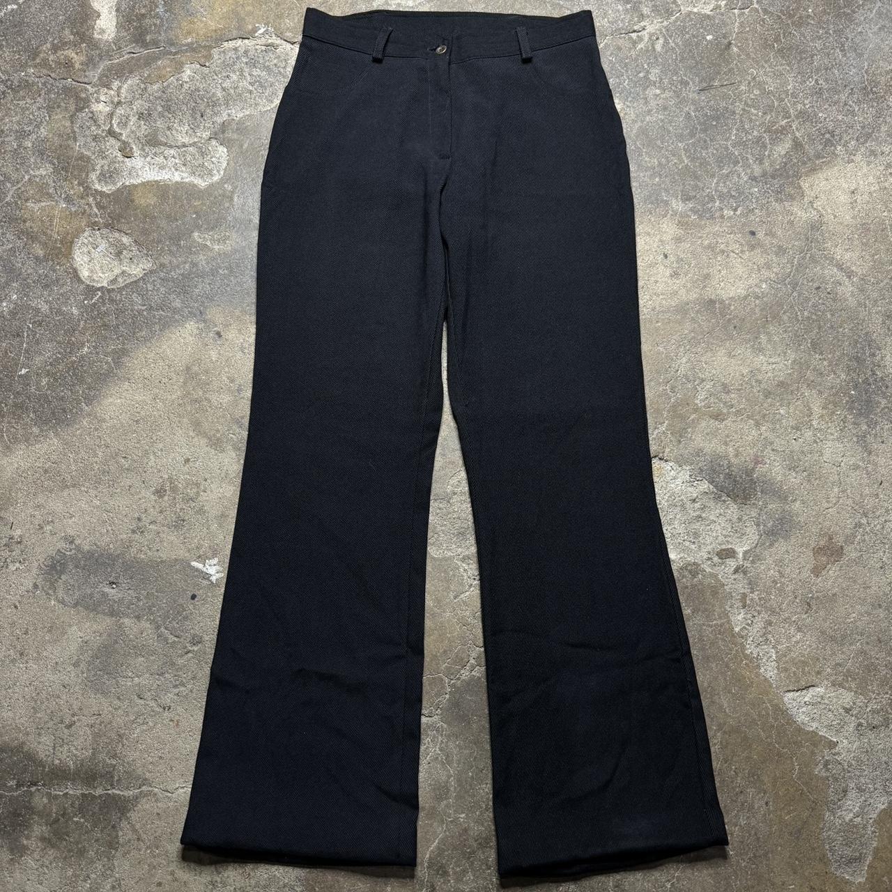 90s Flared Pant Dark Black Cropped to be 30 length... - Depop