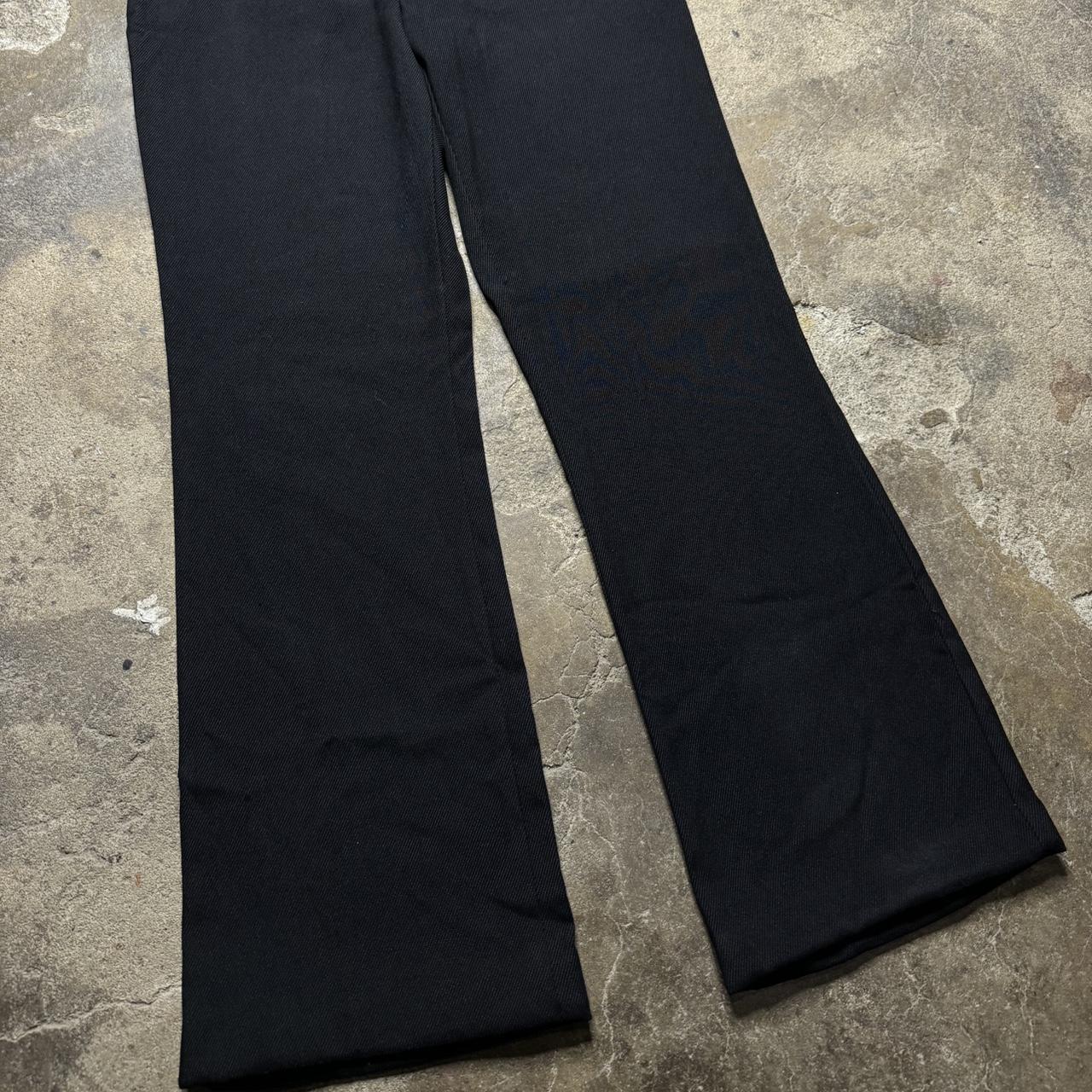 90s Flared Pant Dark Black Cropped to be 30 length... - Depop