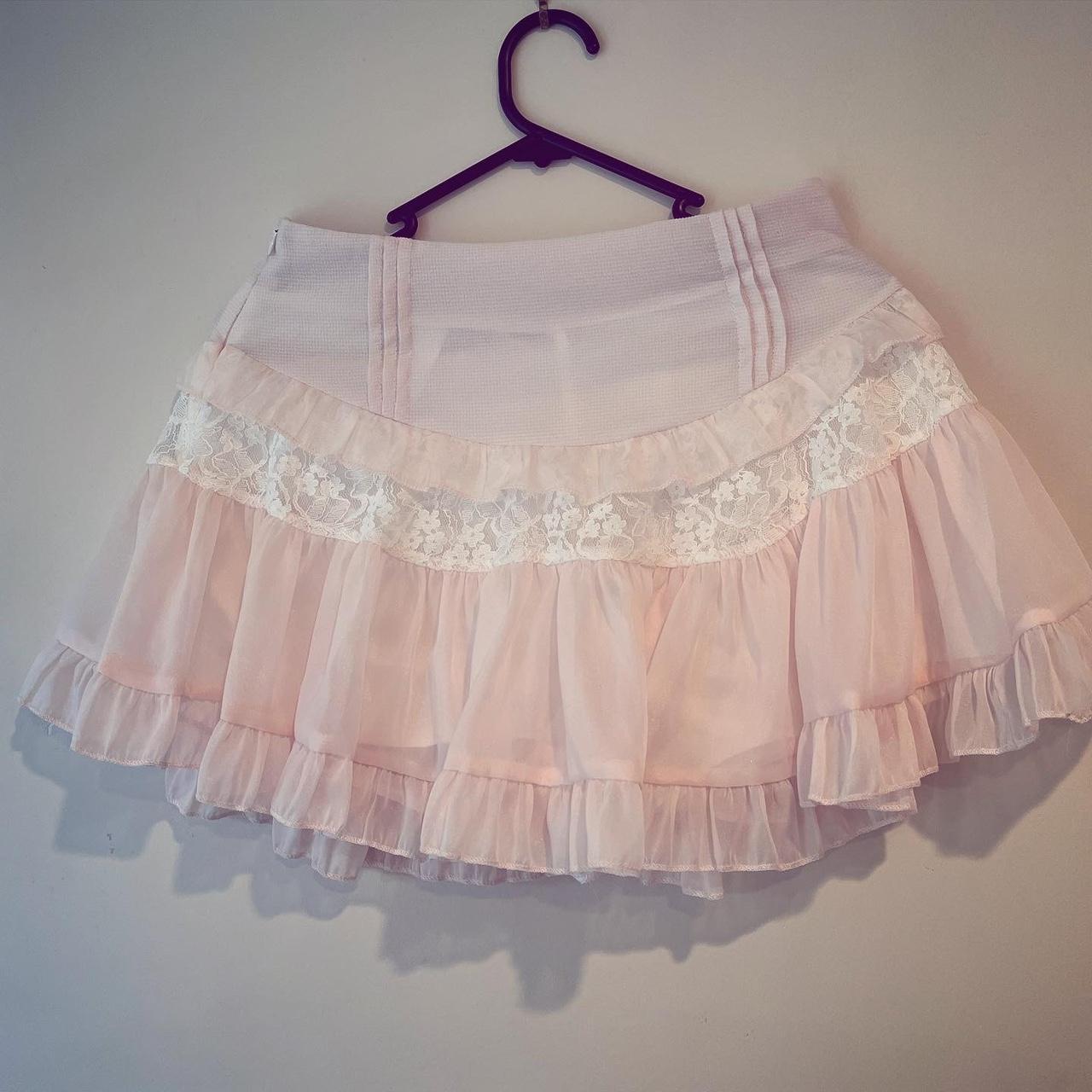 Super coquette pink ruffle lace skirt comes with... - Depop