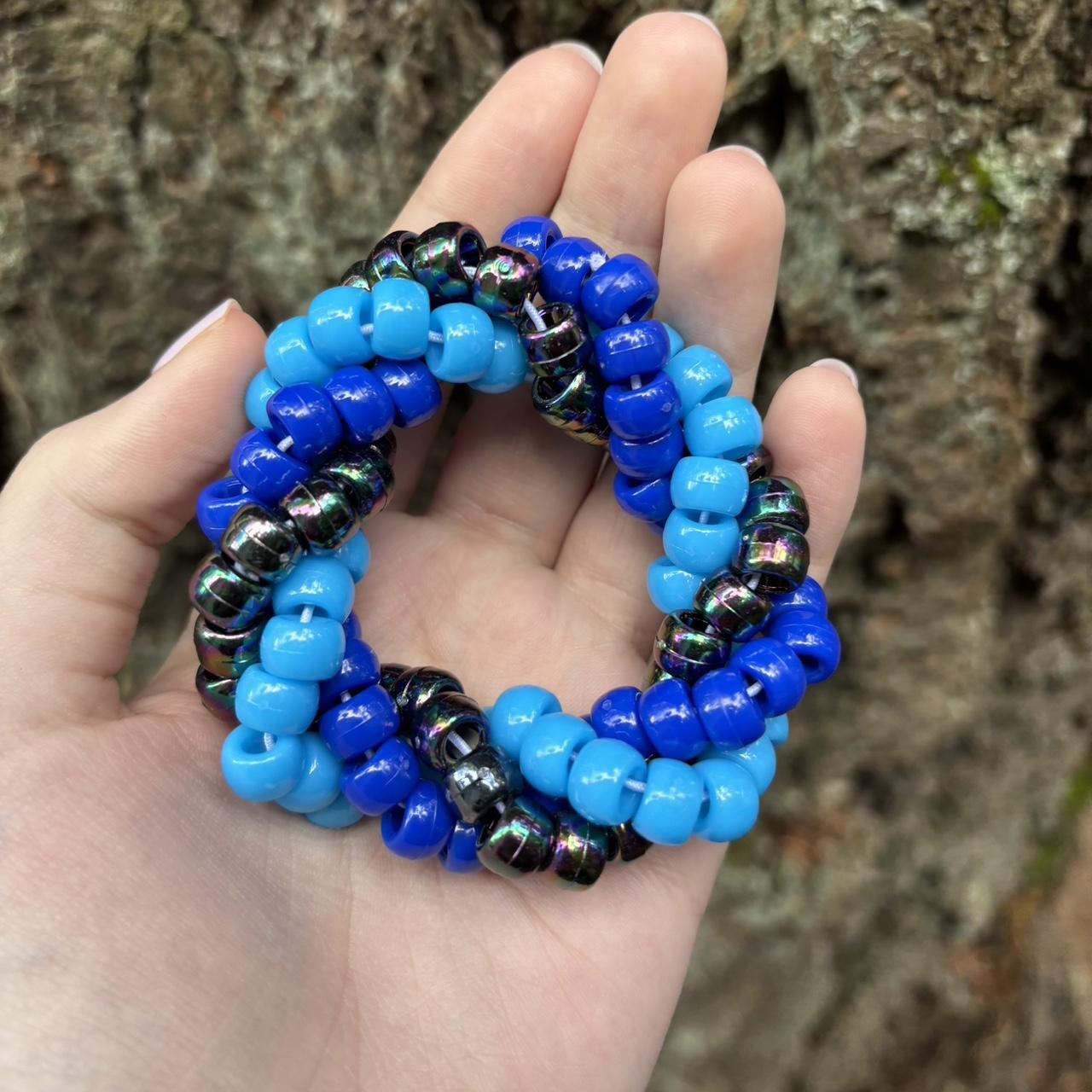 Blue kandi swirl bracelet #kandi #blue #plur... - Depop
