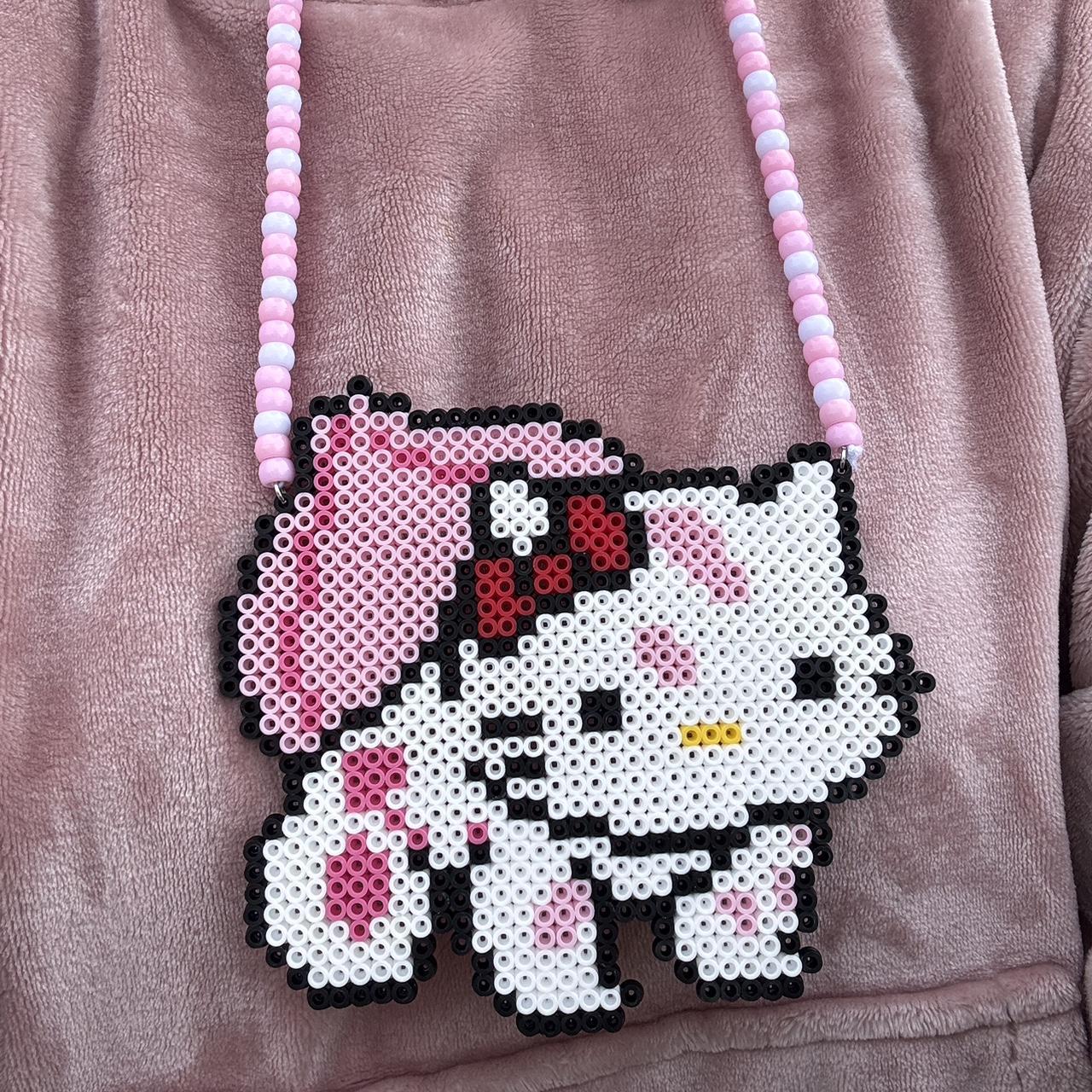 Hello Kitty Bulbasaur perler bead necklace big... - Depop