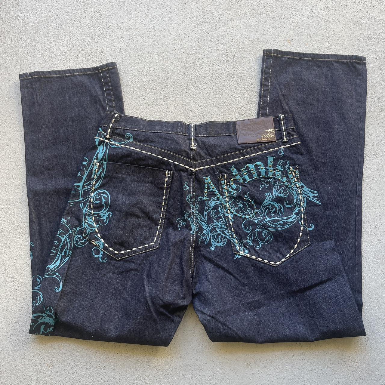 Akademiks jeans Nice print on back and front Size 38 - Depop