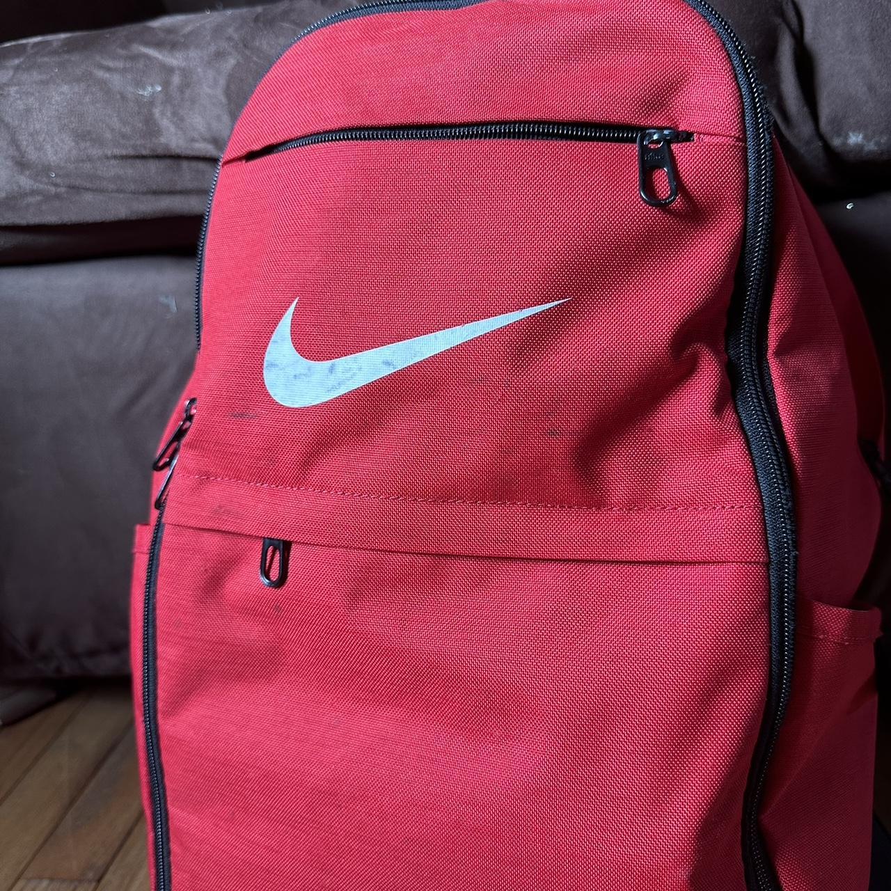 Red Nike backpack- large school backpack size (dm me... - Depop