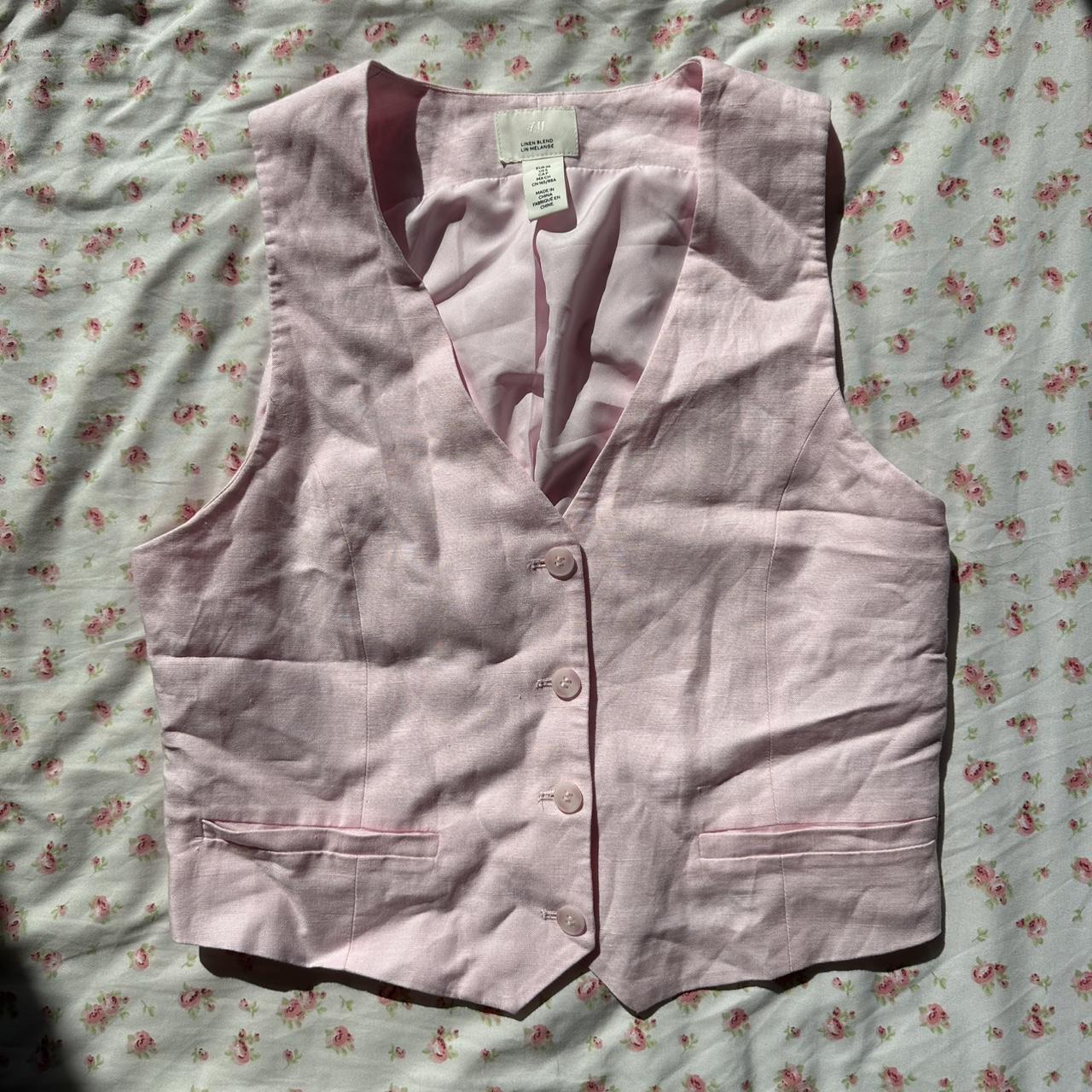 cute h&m baby pink linen vest, size small | Depop