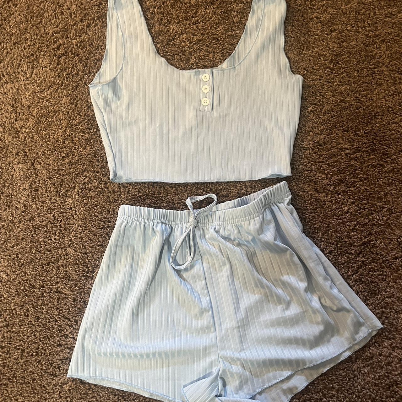 light blue sleep set! super comfy and cute! - Depop