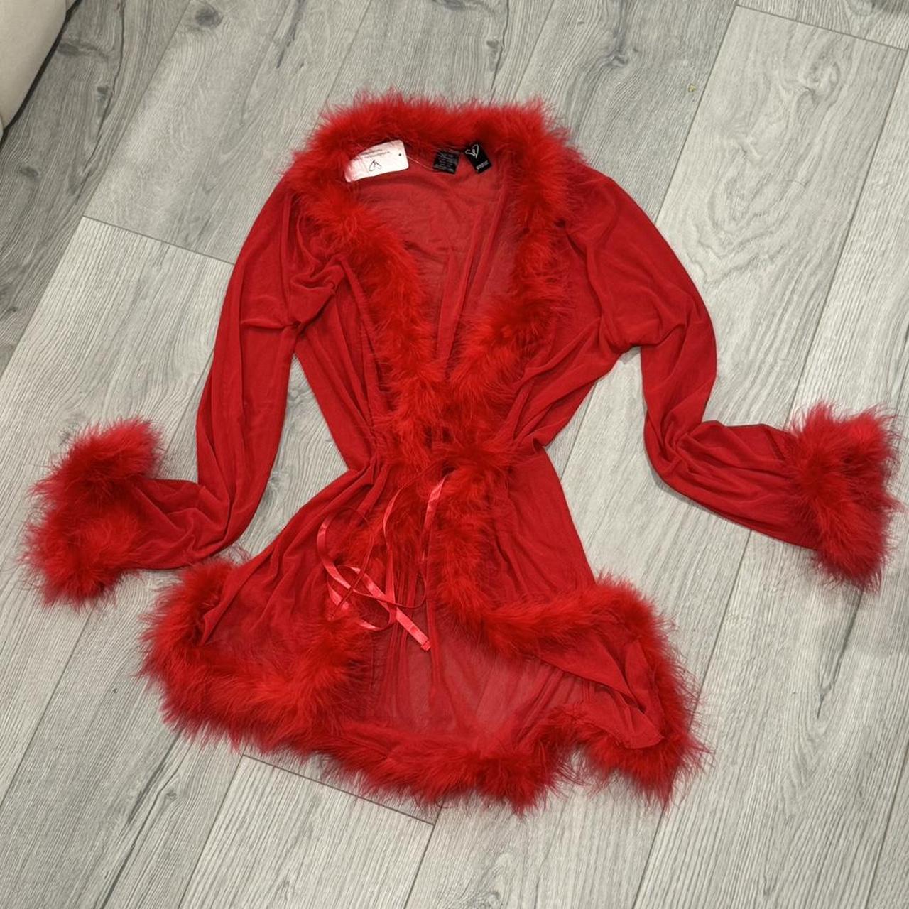 windsor red feather robe • originally 36.90 • brand... - Depop