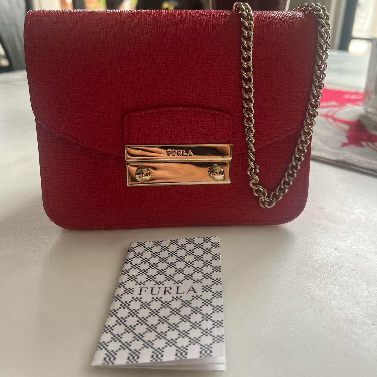 As New Furla Cherry Red Metropolis Mini Crossbody... - Depop