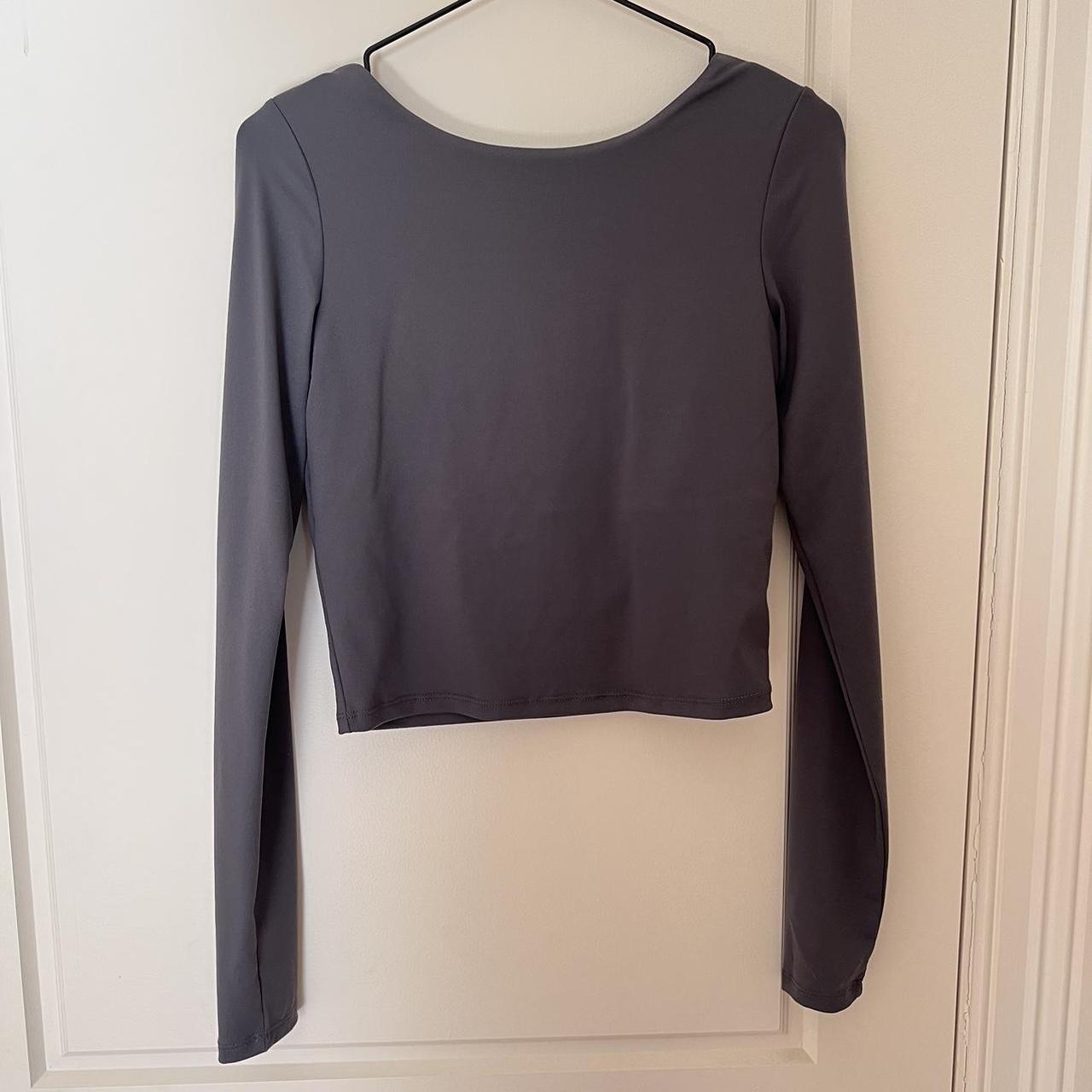 Glassons long sleeve low back charcoal top Size S... - Depop